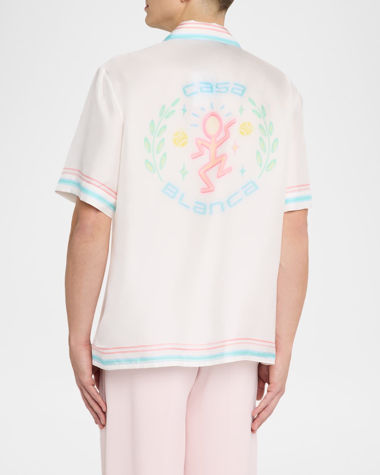 CASABLANCA Men's Dance Joy Printed Silk Camp Shirt | Neiman Marcus