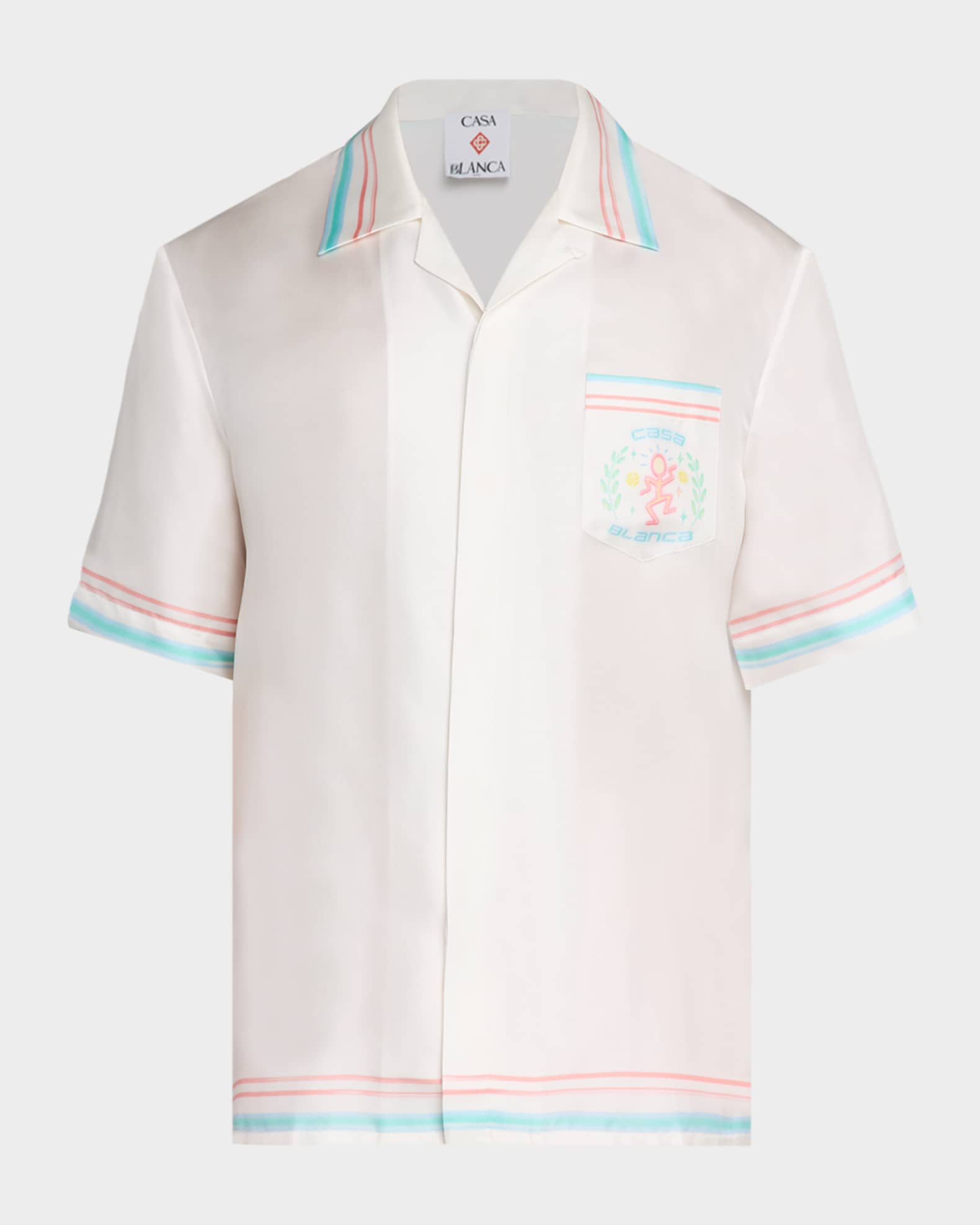 CASABLANCA Men's Dance Joy Printed Silk Camp Shirt | Neiman Marcus