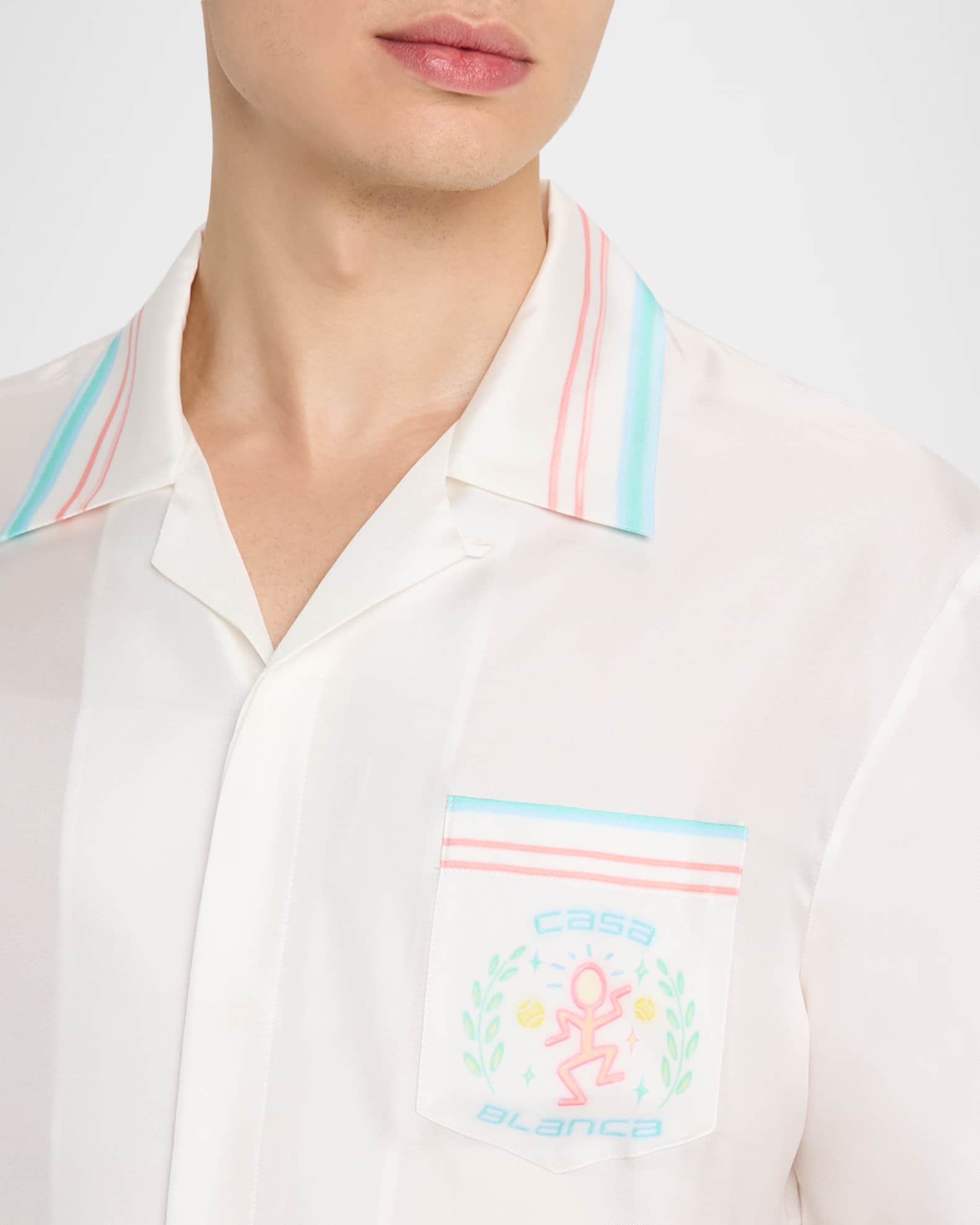 CASABLANCA Men's Dance Joy Printed Silk Camp Shirt | Neiman Marcus