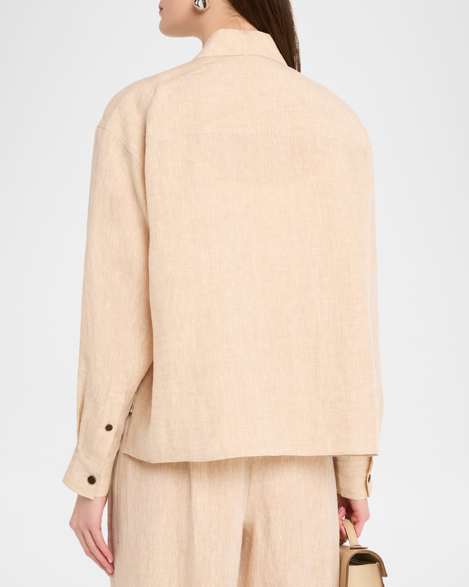 Lafayette 148 New York Cropped Organic Linen Boyfriend Shirt | Neiman ...