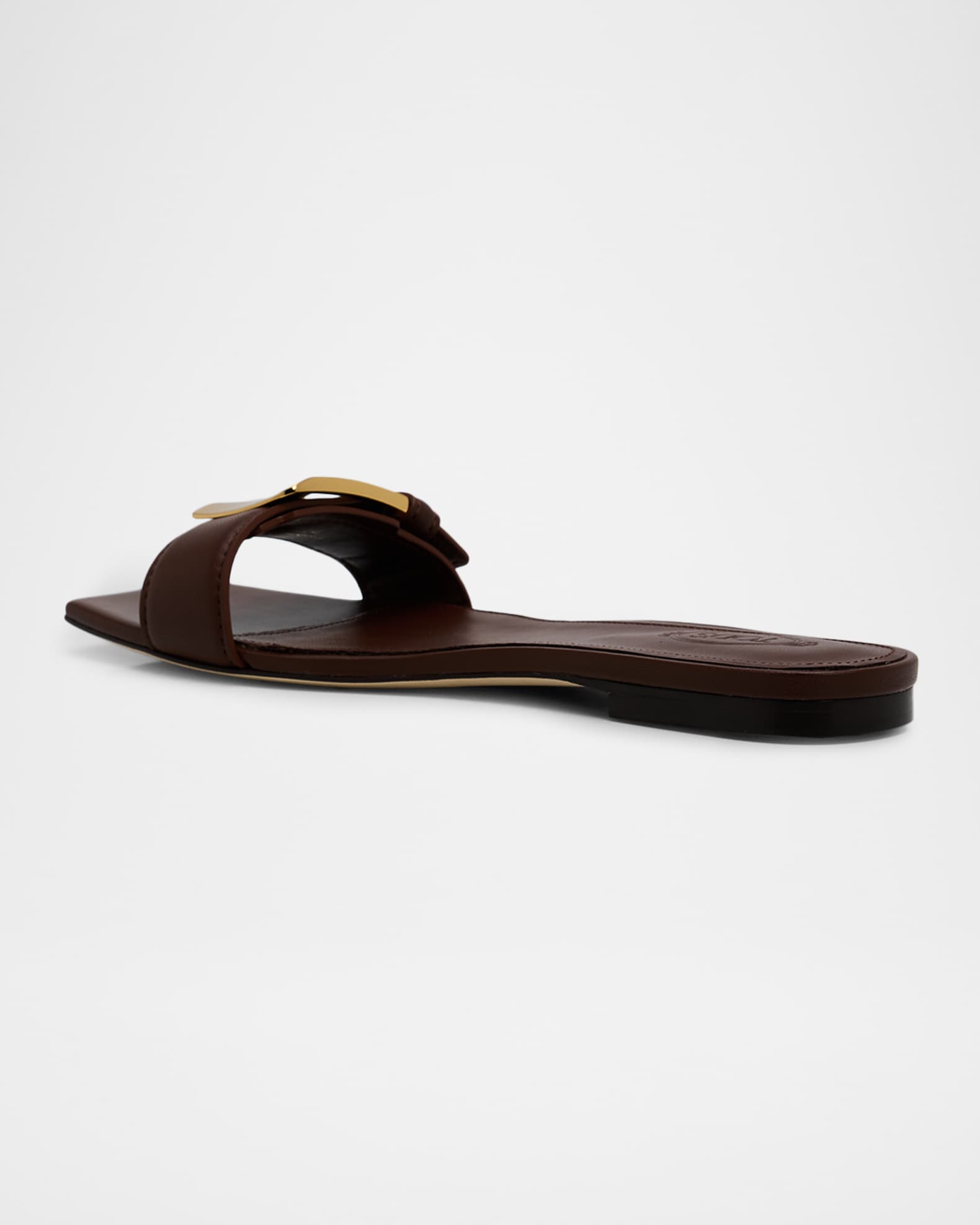 Tod's Buckle Nappa Leather Flat Slide Sandals | Neiman Marcus