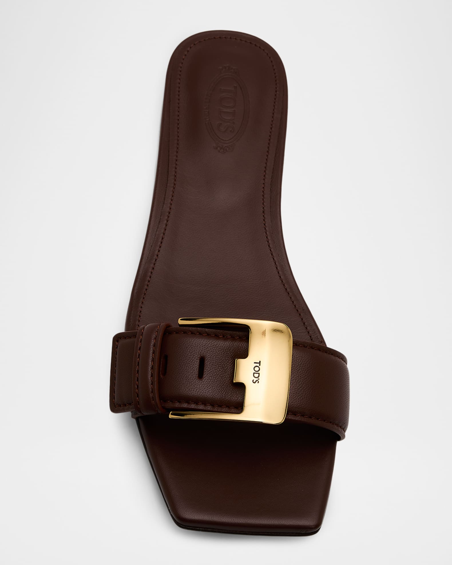 Tod's Buckle Nappa Leather Flat Slide Sandals | Neiman Marcus