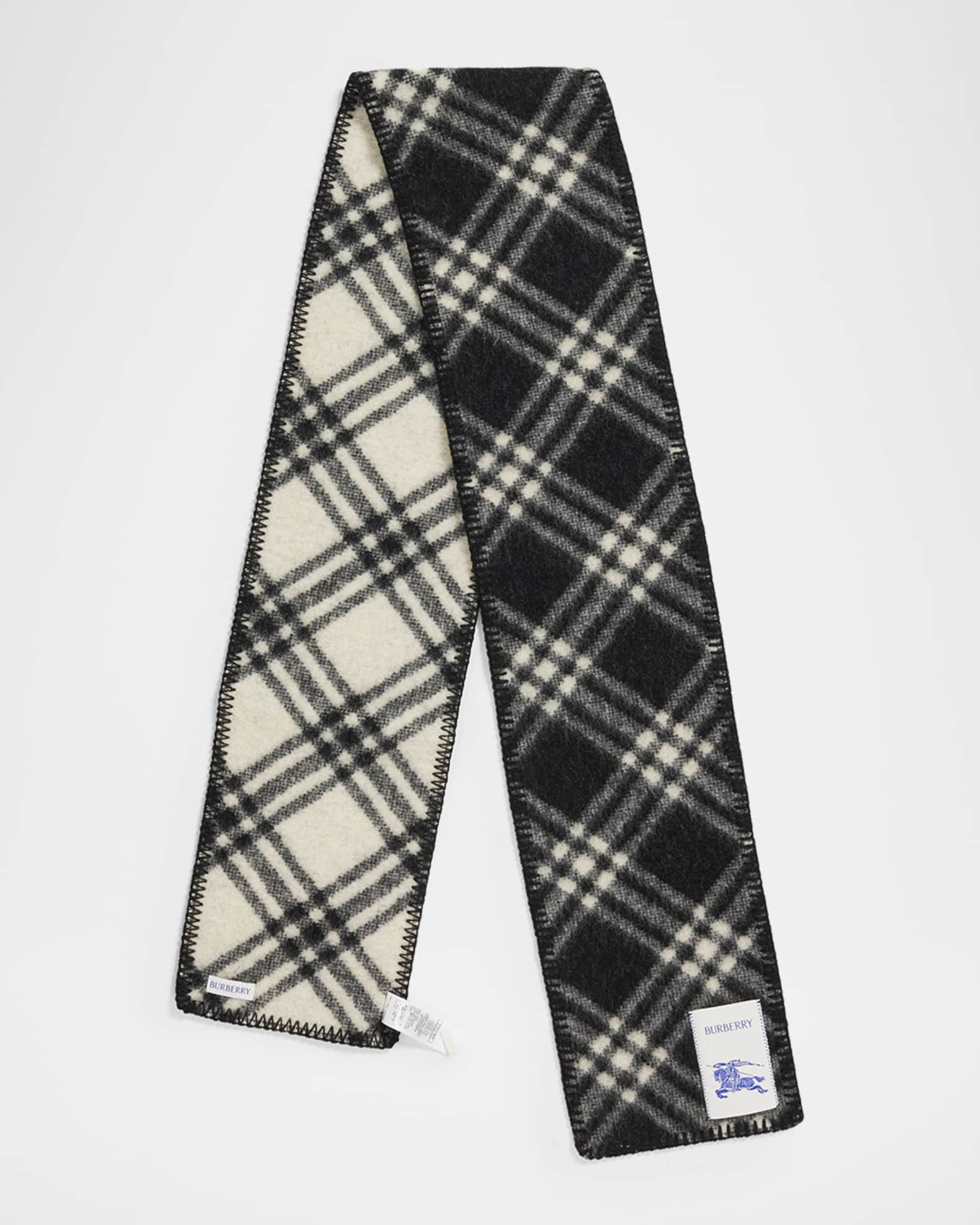 Burberry Men's Narrow Check Wool Scarf | Neiman Marcus