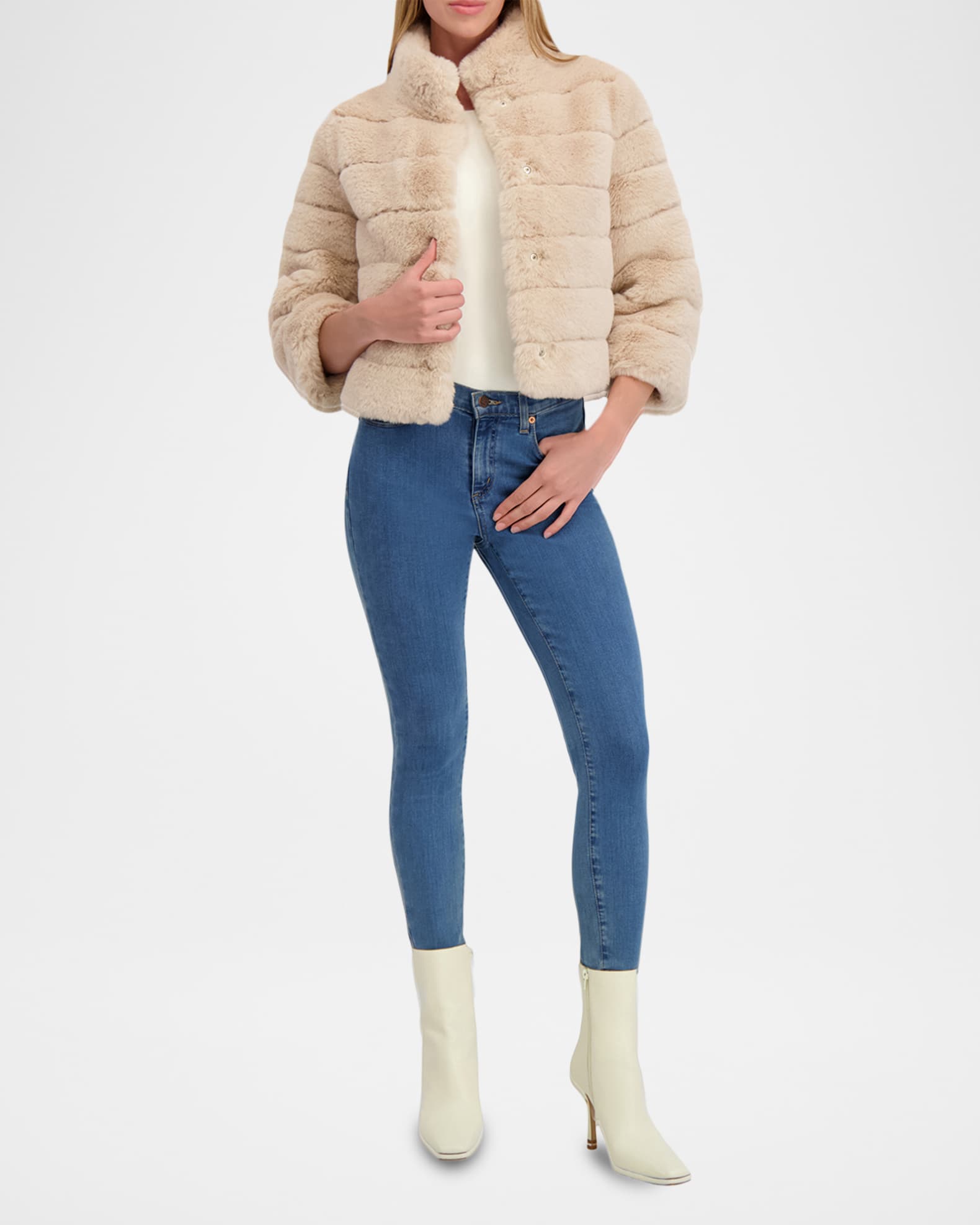 Lyla Grant Fur-Free Short Faux Rabbit Coat | Neiman Marcus