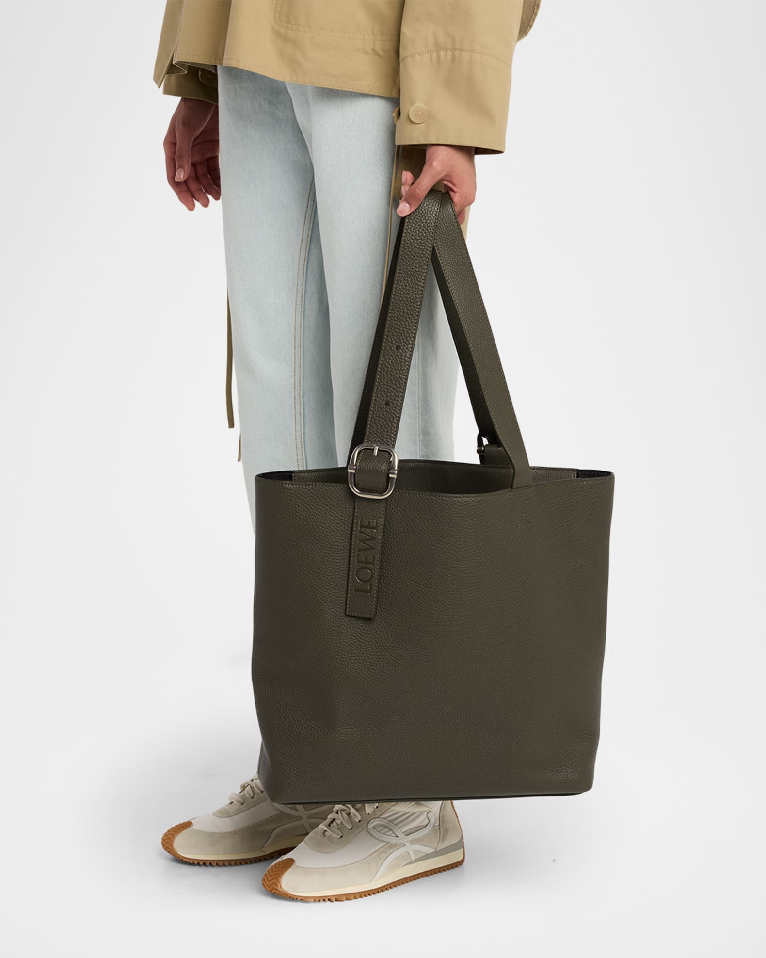 Loewe Men's Loop Zipped Leather Tote Bag | Neiman Marcus