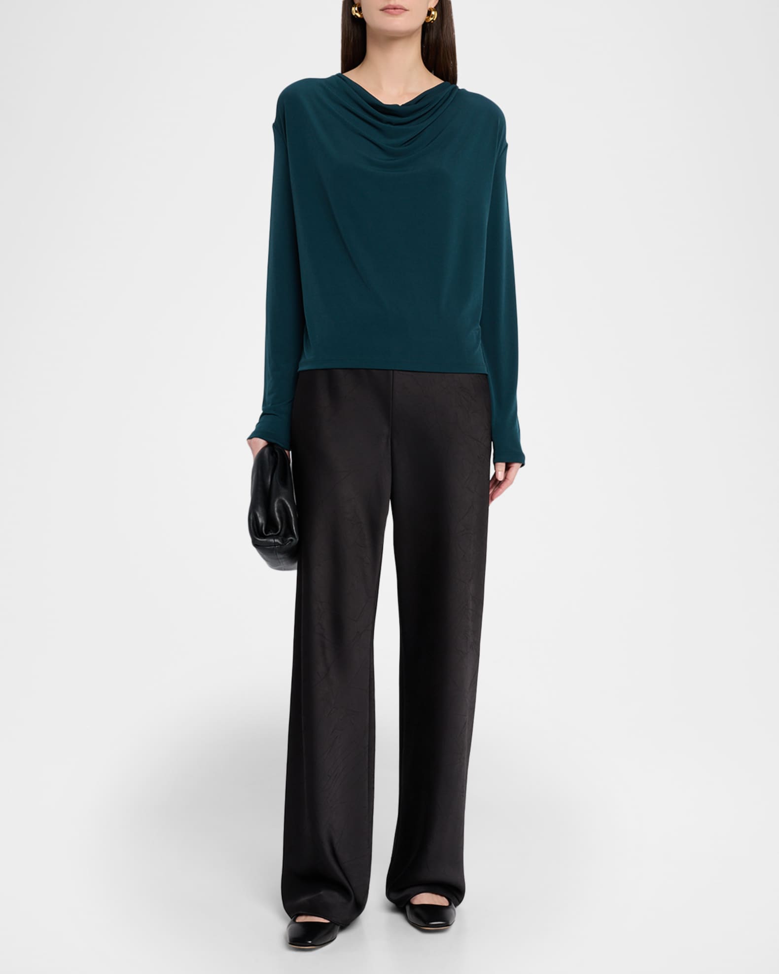 Vince Matte Jersey Cowl-Neck Blouse | Neiman Marcus