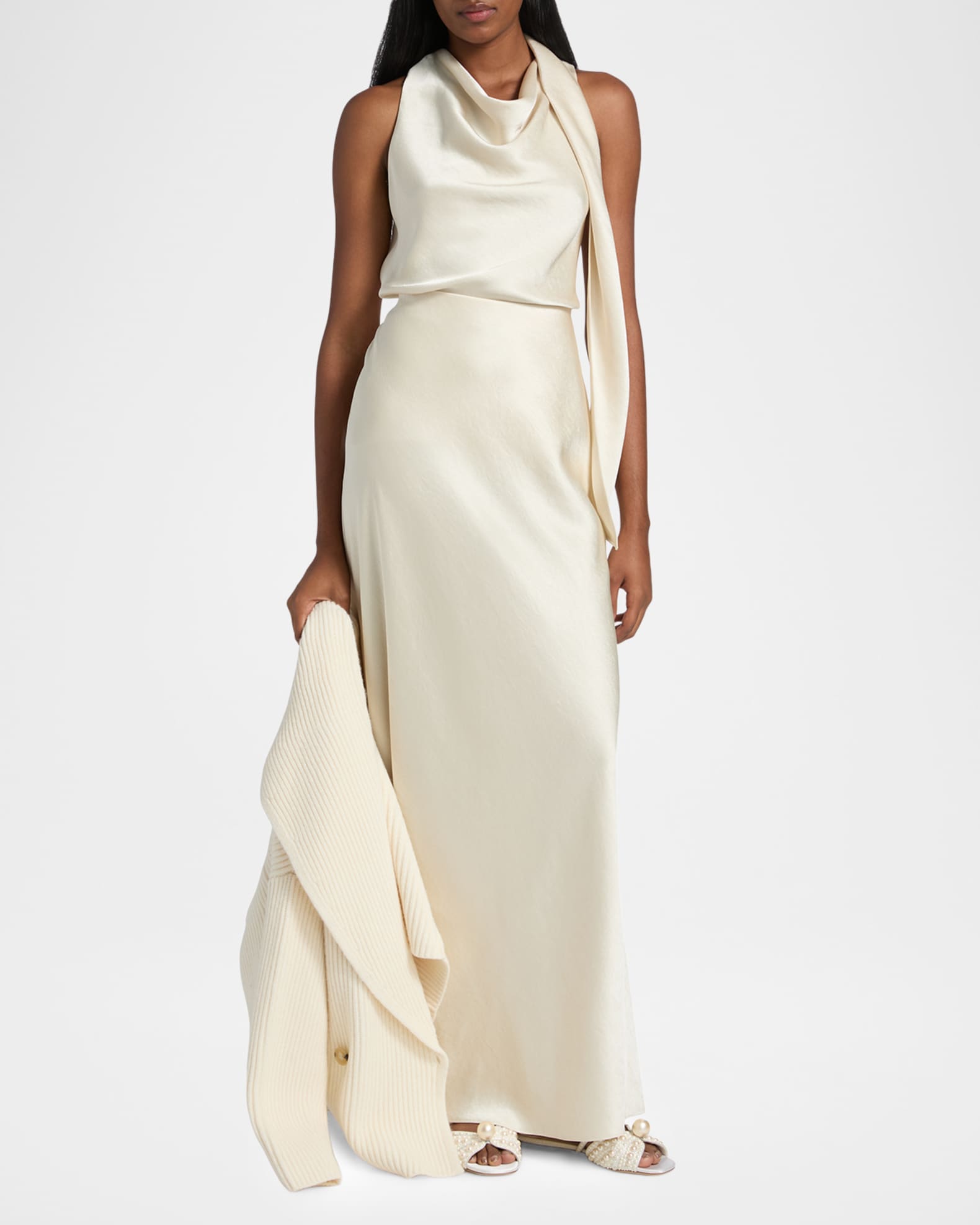 Vince Sleeveless Satin Scarf Top | Neiman Marcus