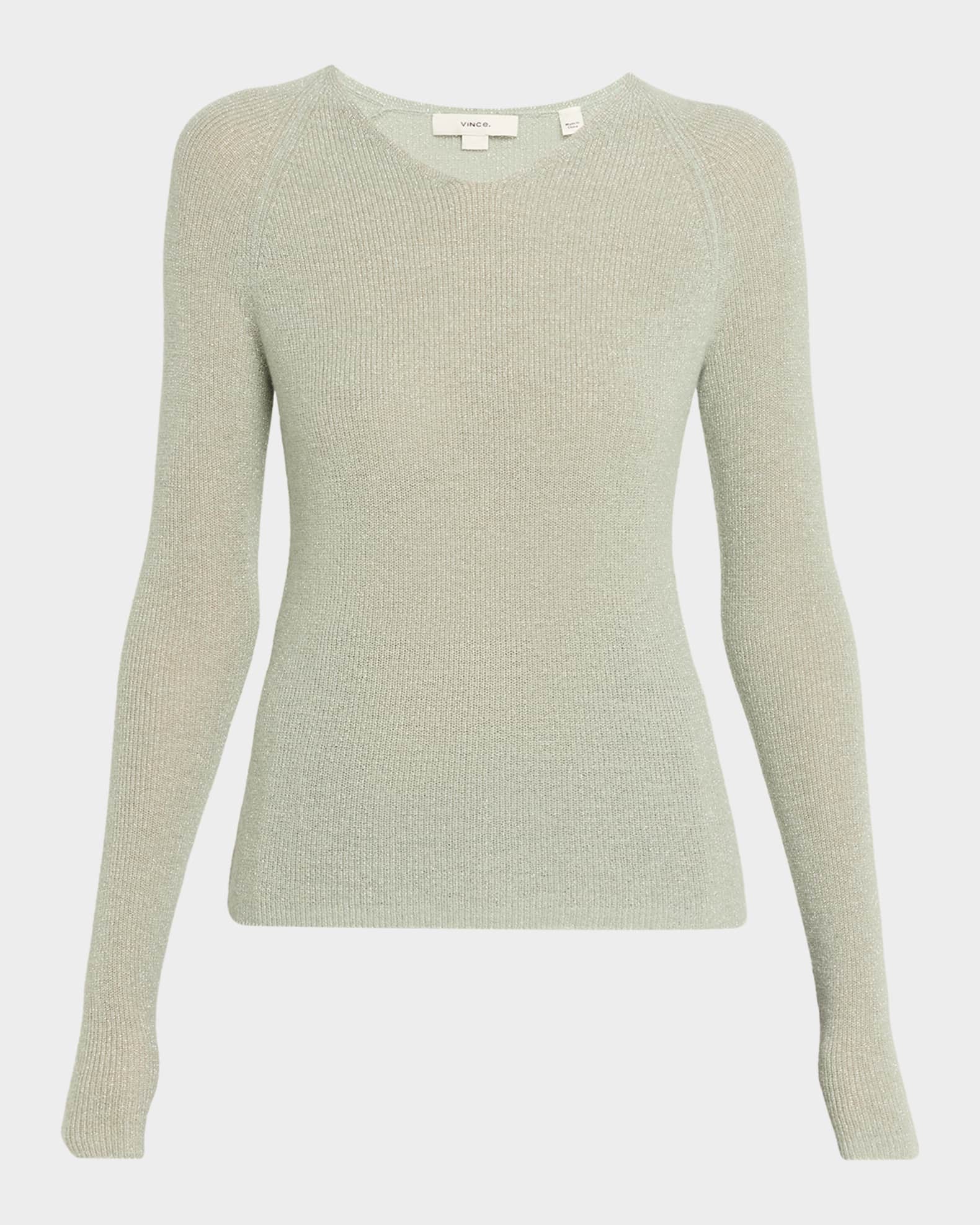 Vince Metallic High-V Knit Top | Neiman Marcus