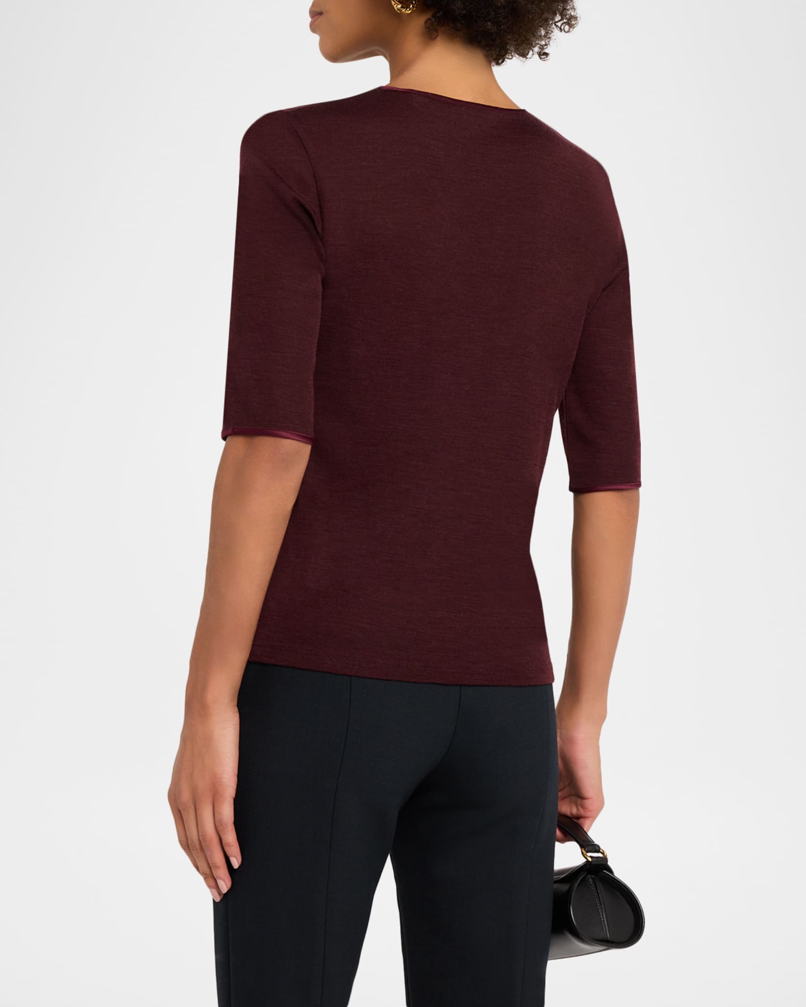 Vince Satin-Trim Wool Sweater | Neiman Marcus