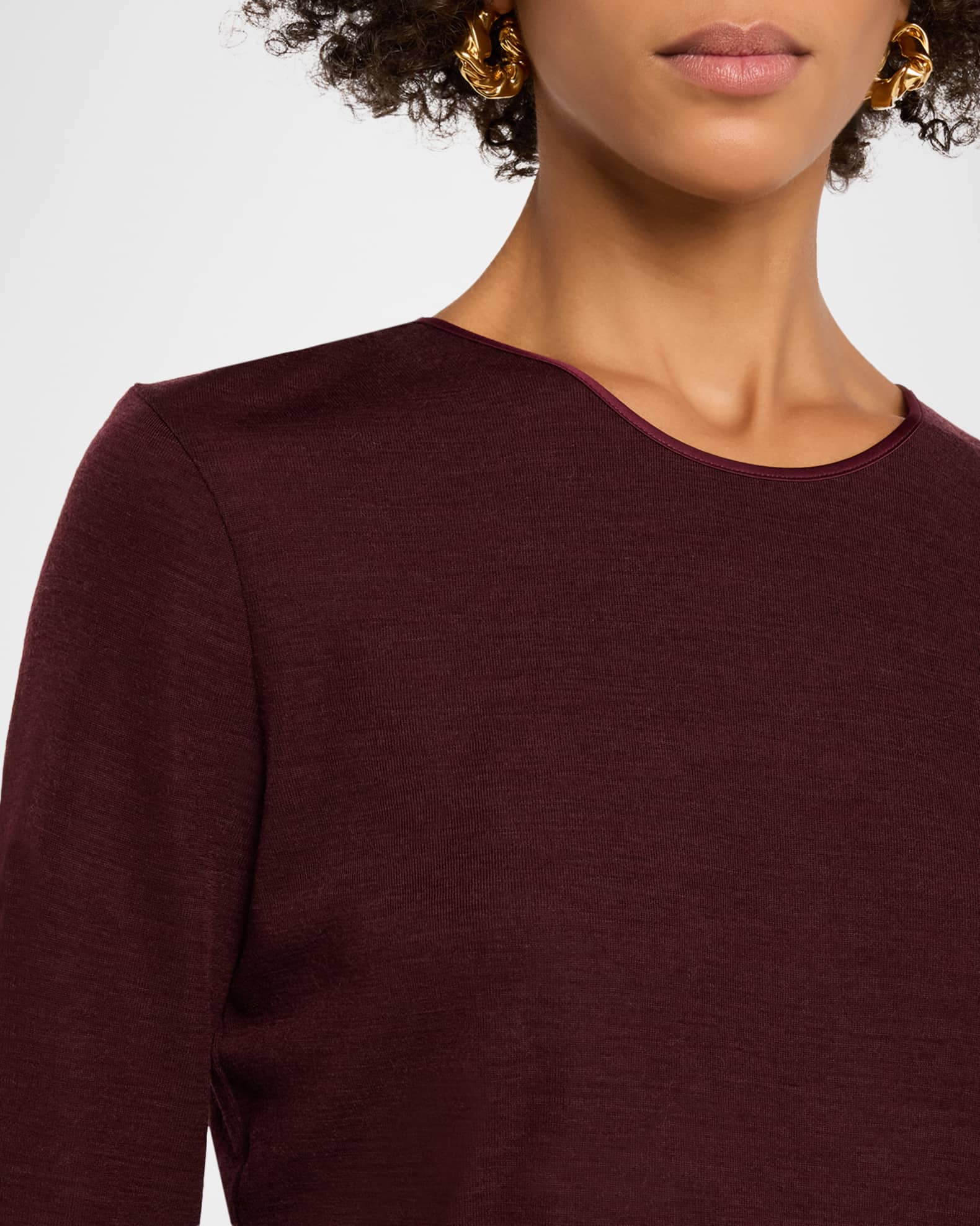 Vince Satin-Trim Wool Sweater | Neiman Marcus