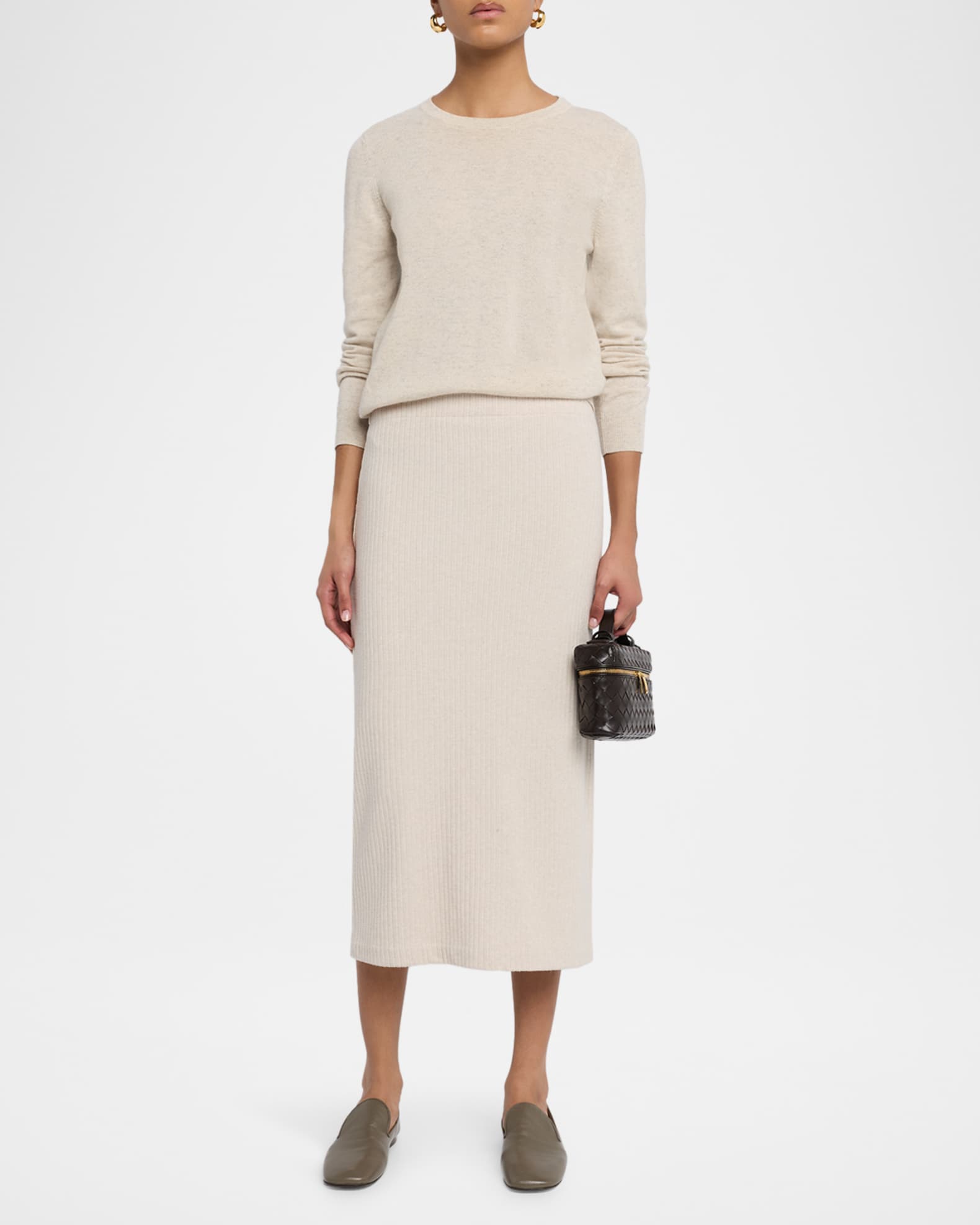 Vince Rib-Knit Midi Skirt | Neiman Marcus