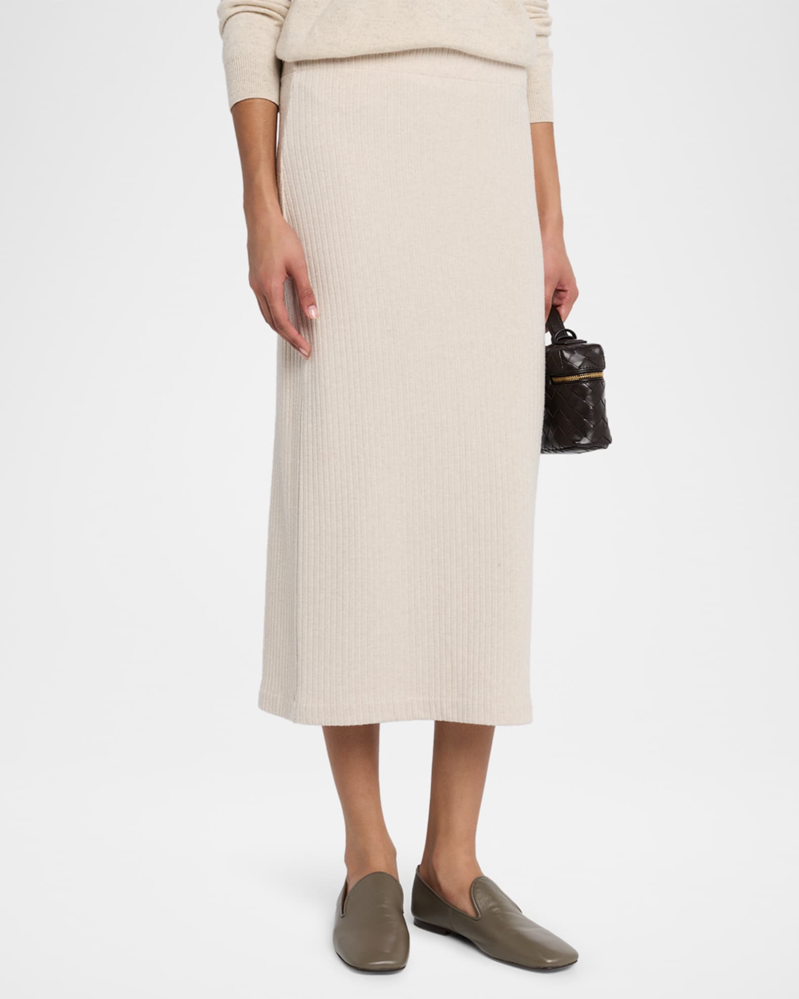Vince Rib-Knit Midi Skirt | Neiman Marcus