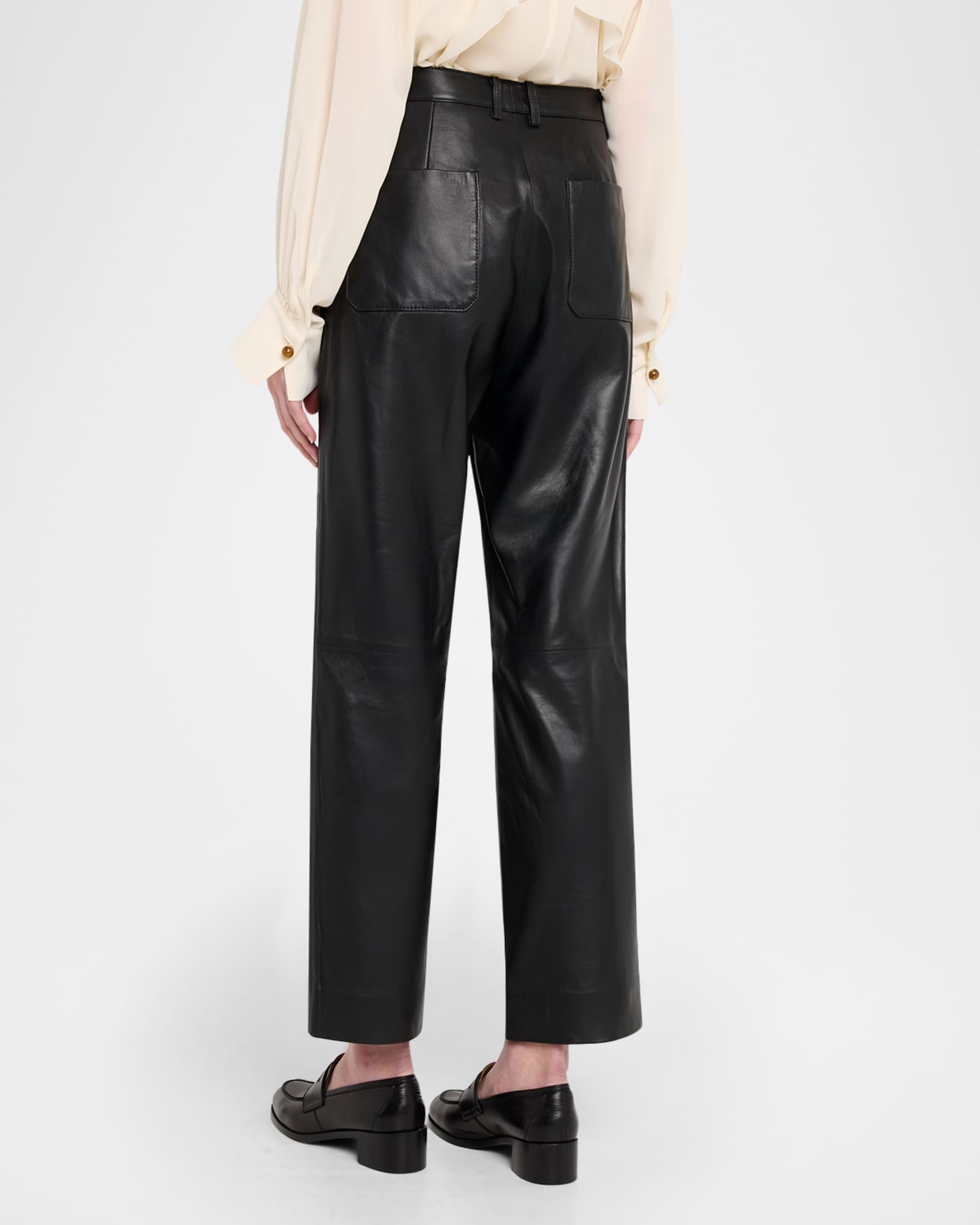 Vince Mid-Rise Straight Leather Pants | Neiman Marcus