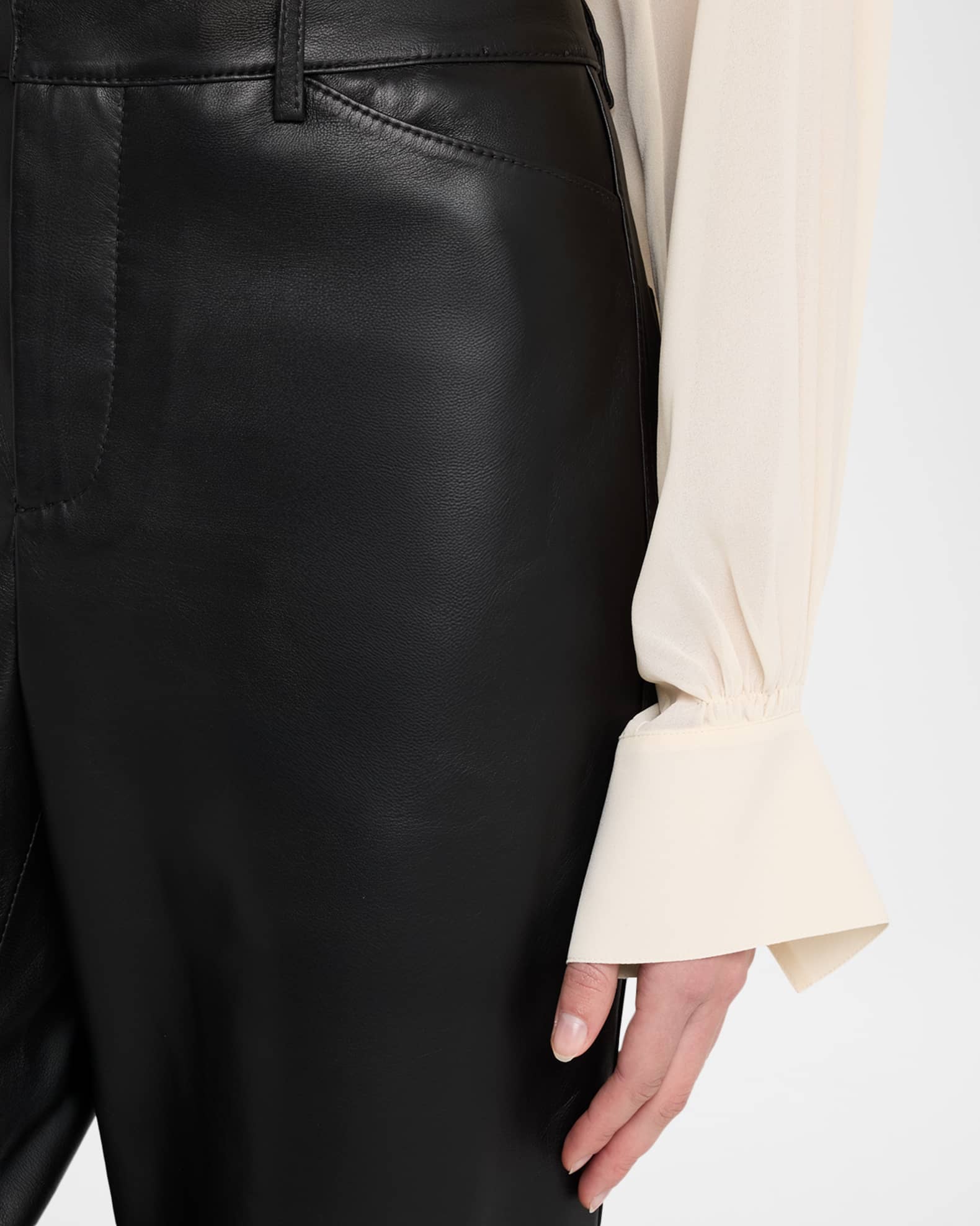 Vince Mid-Rise Straight Leather Pants | Neiman Marcus