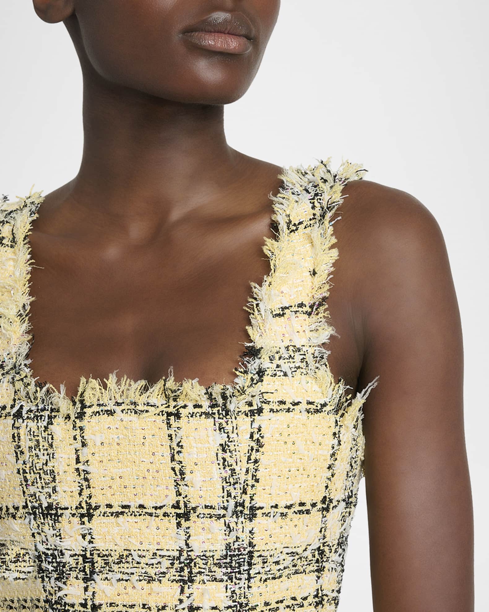 Balmain Check Paillette Tweed Sleeveless Mini Dress | Neiman Marcus