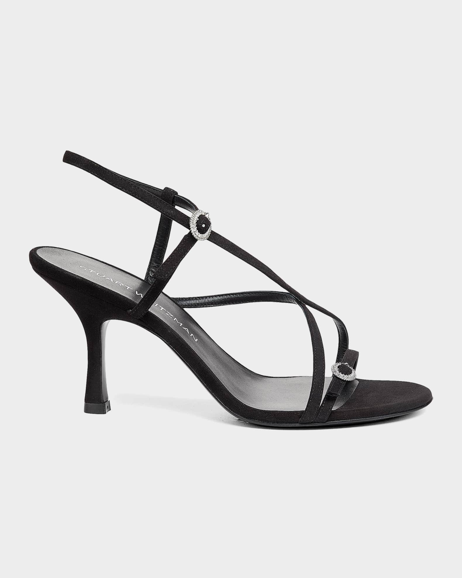 Stuart Weitzman 85mm Kensington Suede Strappy Sandals | Neiman Marcus