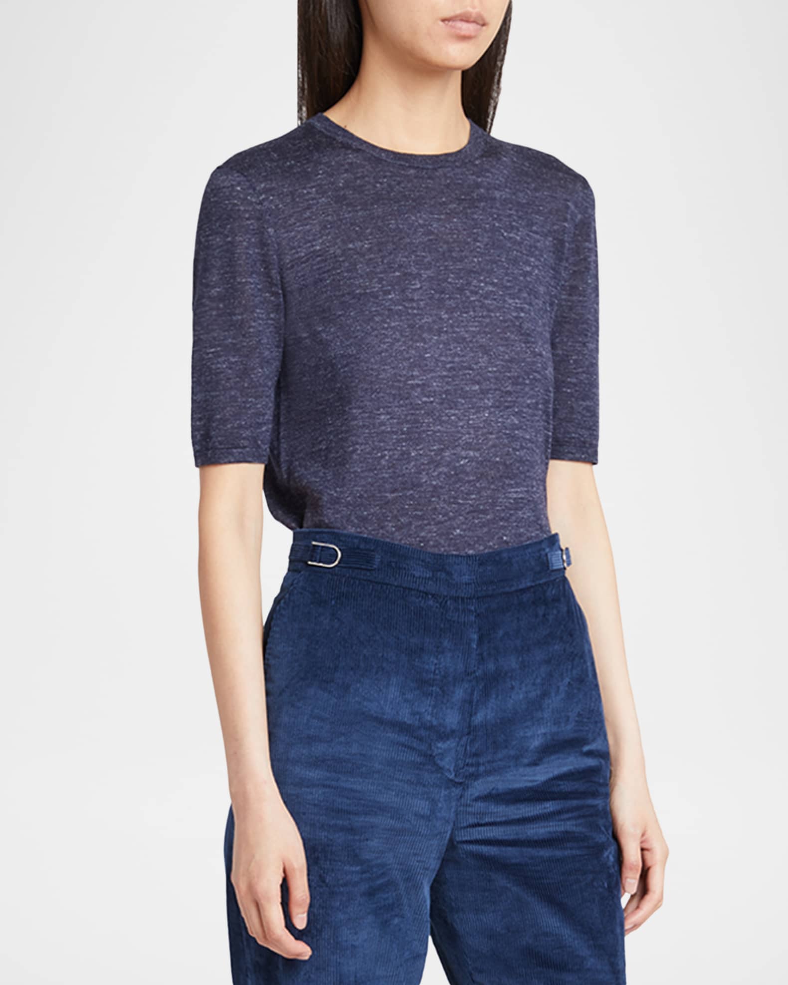 Gabriela Hearst Chryse Short-Sleeve Melange Cashmere Sweater | Neiman ...