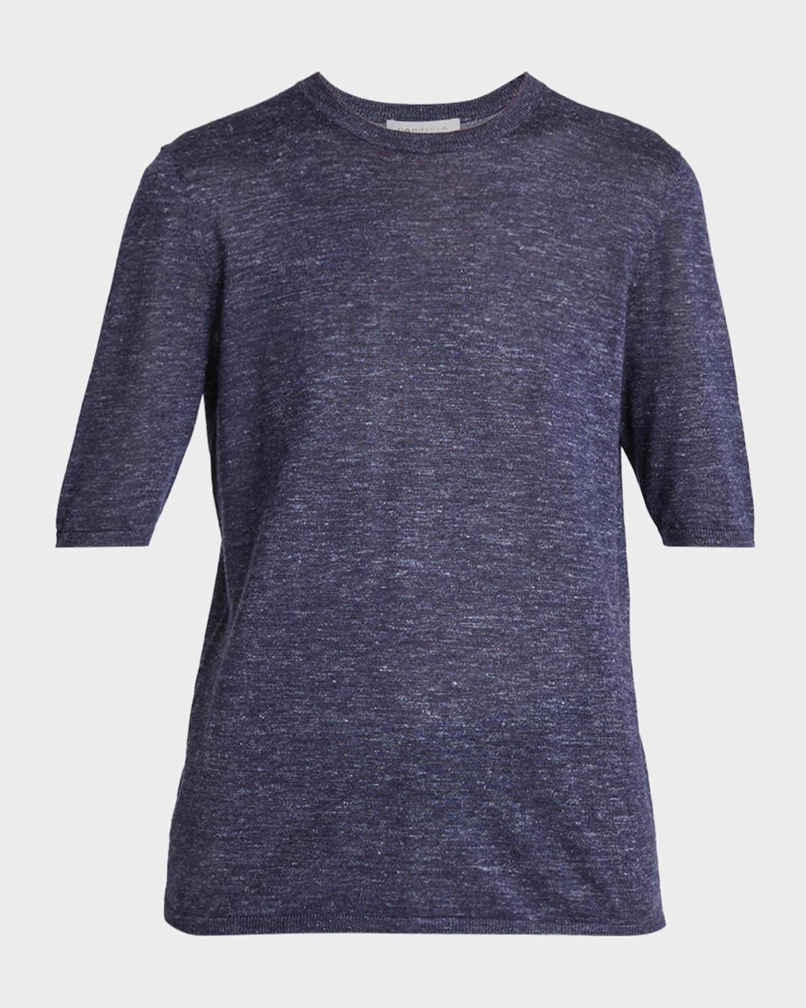 Gabriela Hearst Chryse Short-Sleeve Melange Cashmere Sweater | Neiman ...