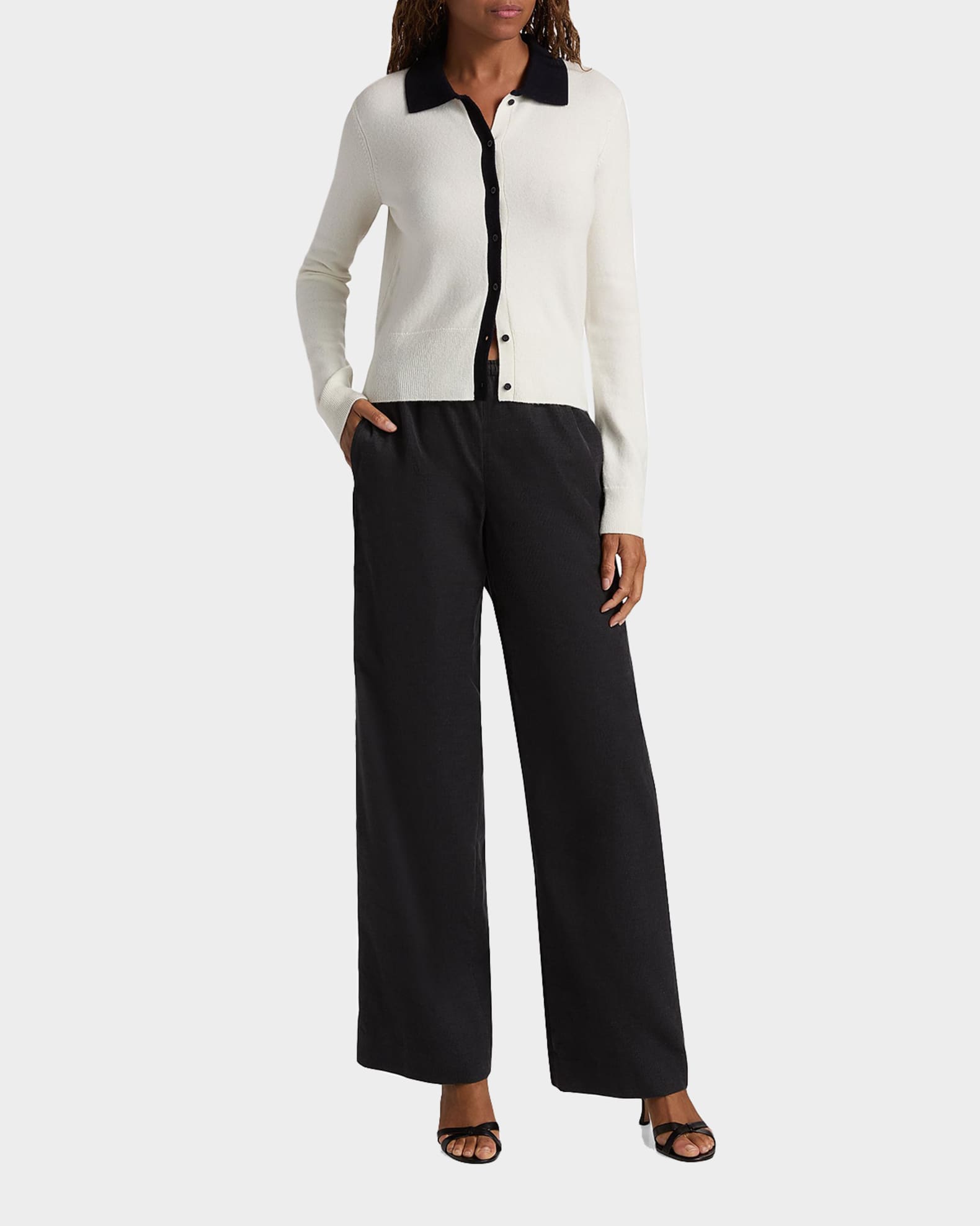 Vince Contrast Cashmere-Blend Cardigan | Neiman Marcus
