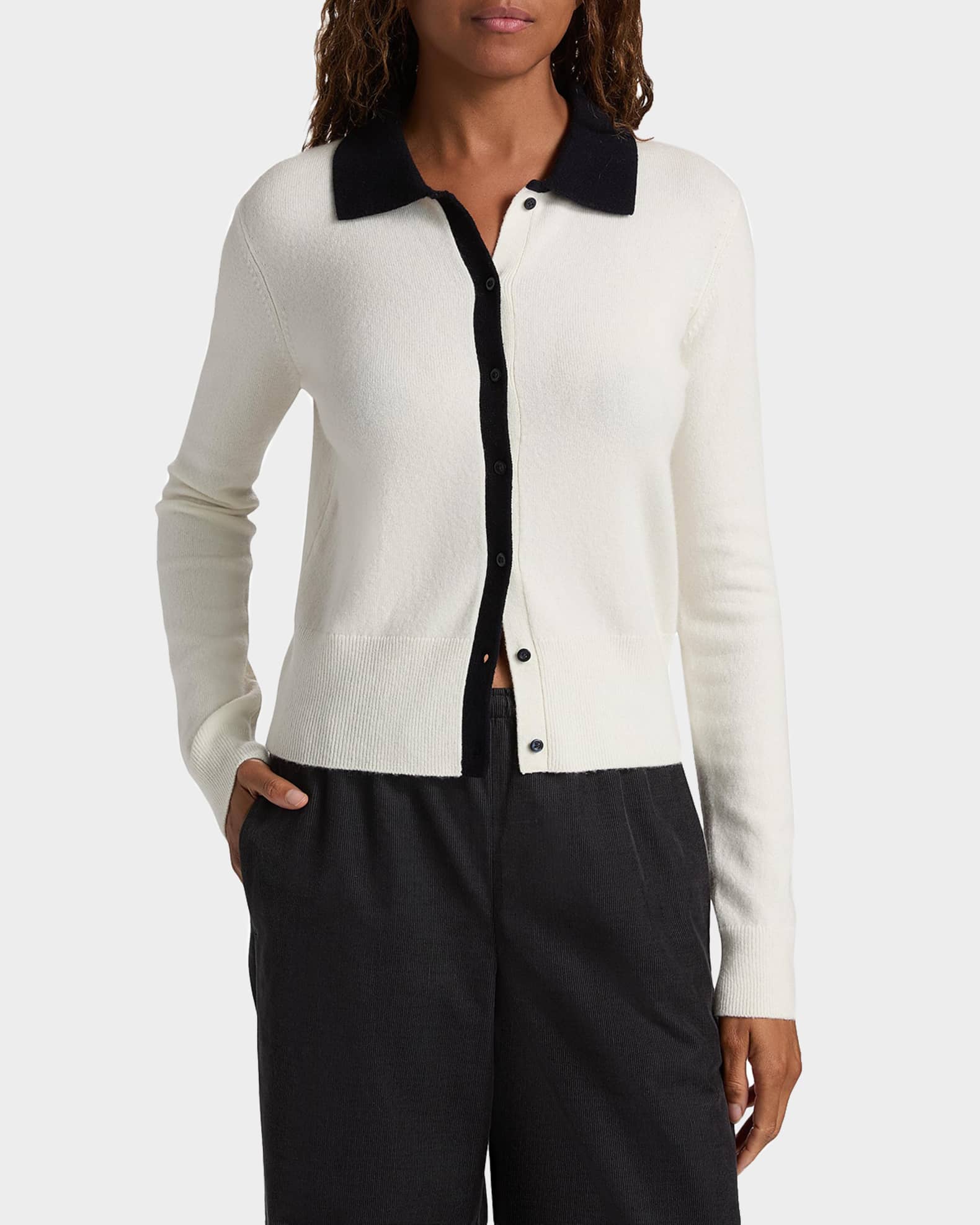Vince Contrast Cashmere-Blend Cardigan | Neiman Marcus