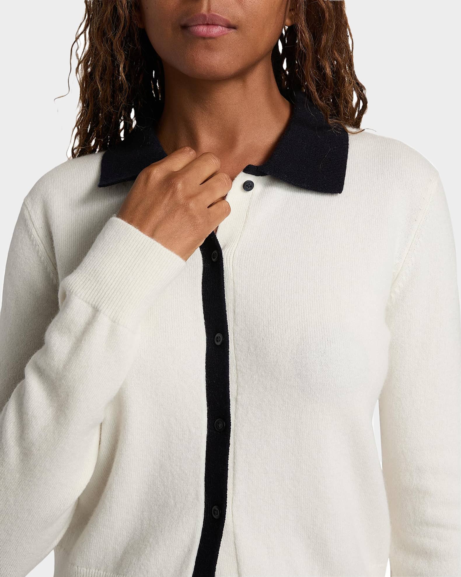 Vince Contrast Cashmere-Blend Cardigan | Neiman Marcus