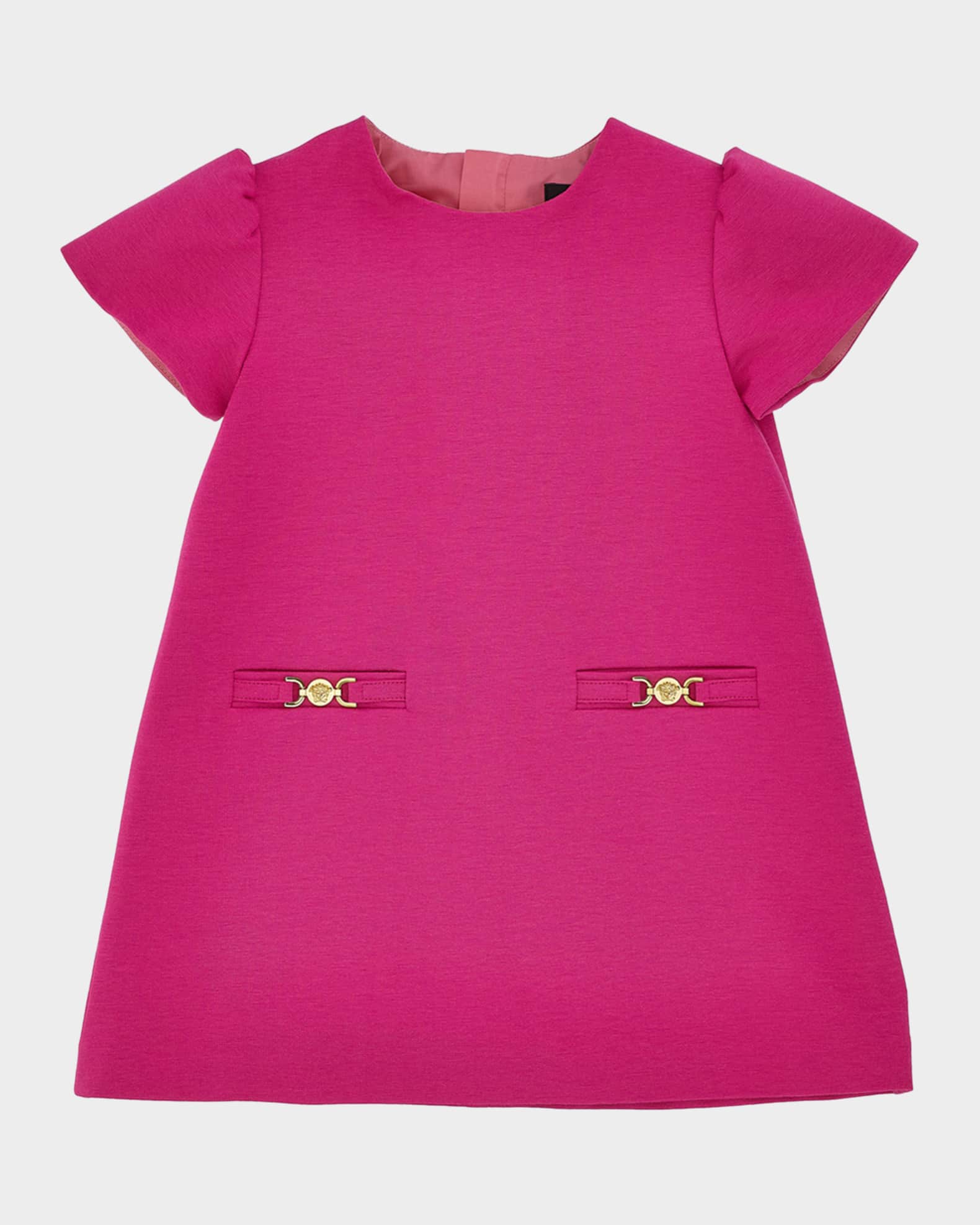 Versace Girl's Medusa Hardware-Embellished Dress, 12M-5 | Neiman Marcus