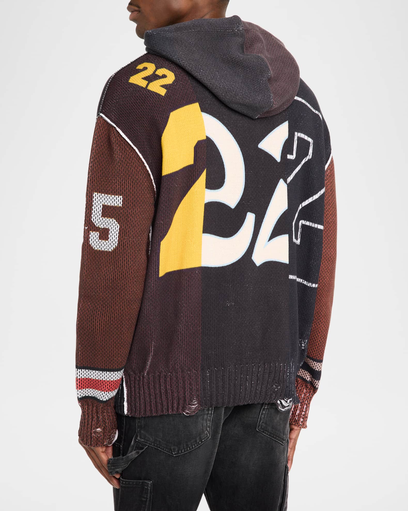 Amiri Men's Spliced Distressed Cotton Hoodie | Neiman Marcus