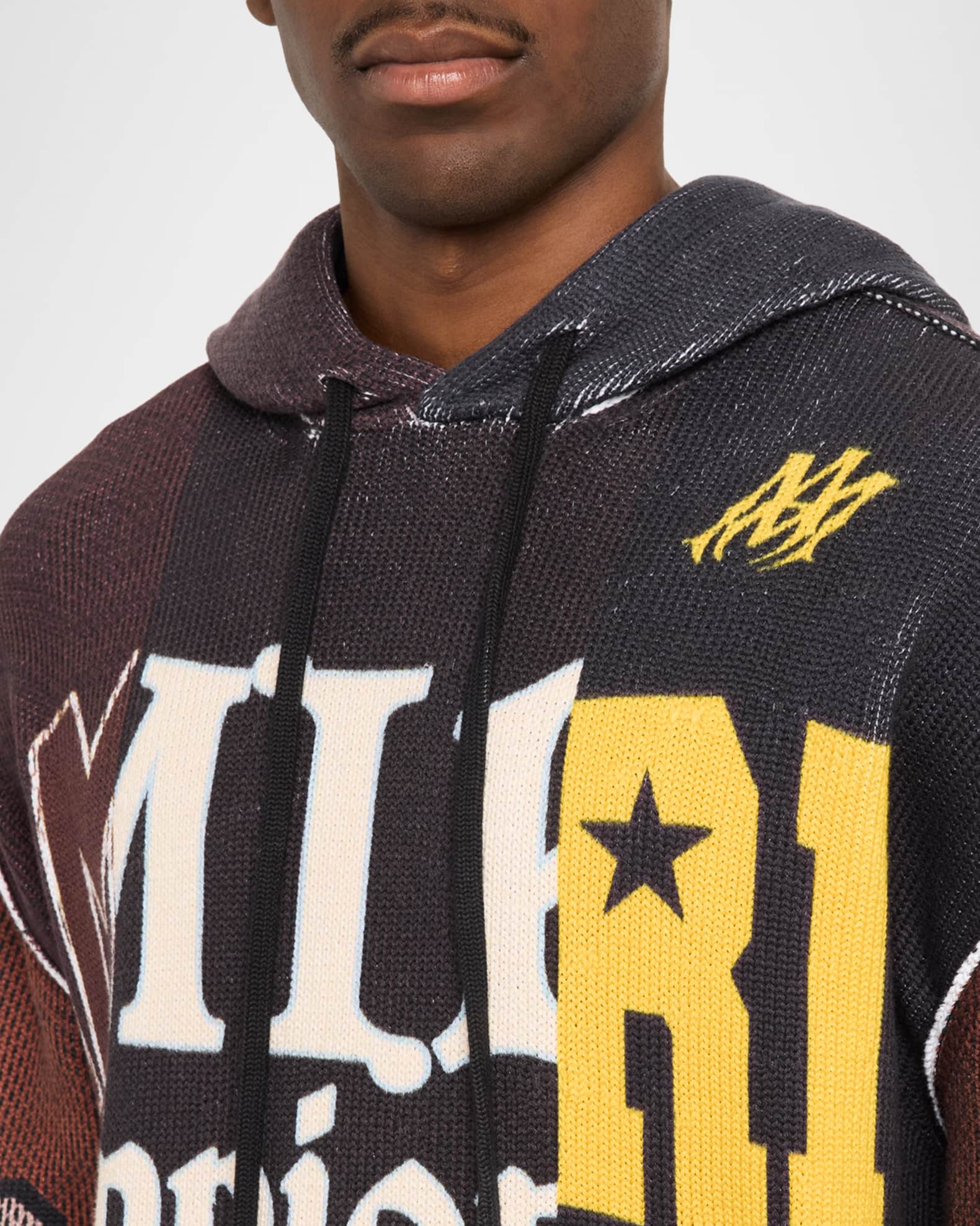 Amiri Men's Spliced Distressed Cotton Hoodie | Neiman Marcus