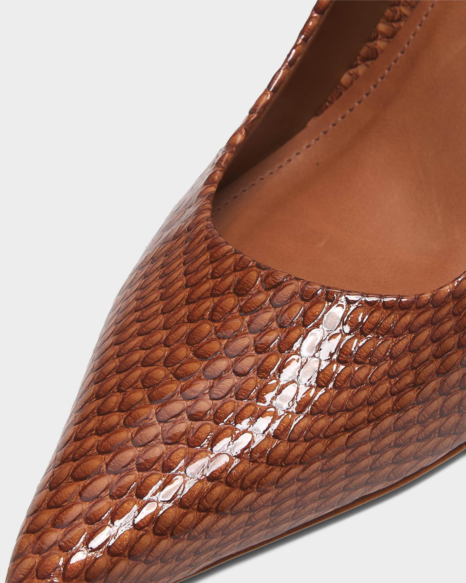 Schutz 90mm Paola Snake-Embossed Leather Slingback Pumps | Neiman Marcus