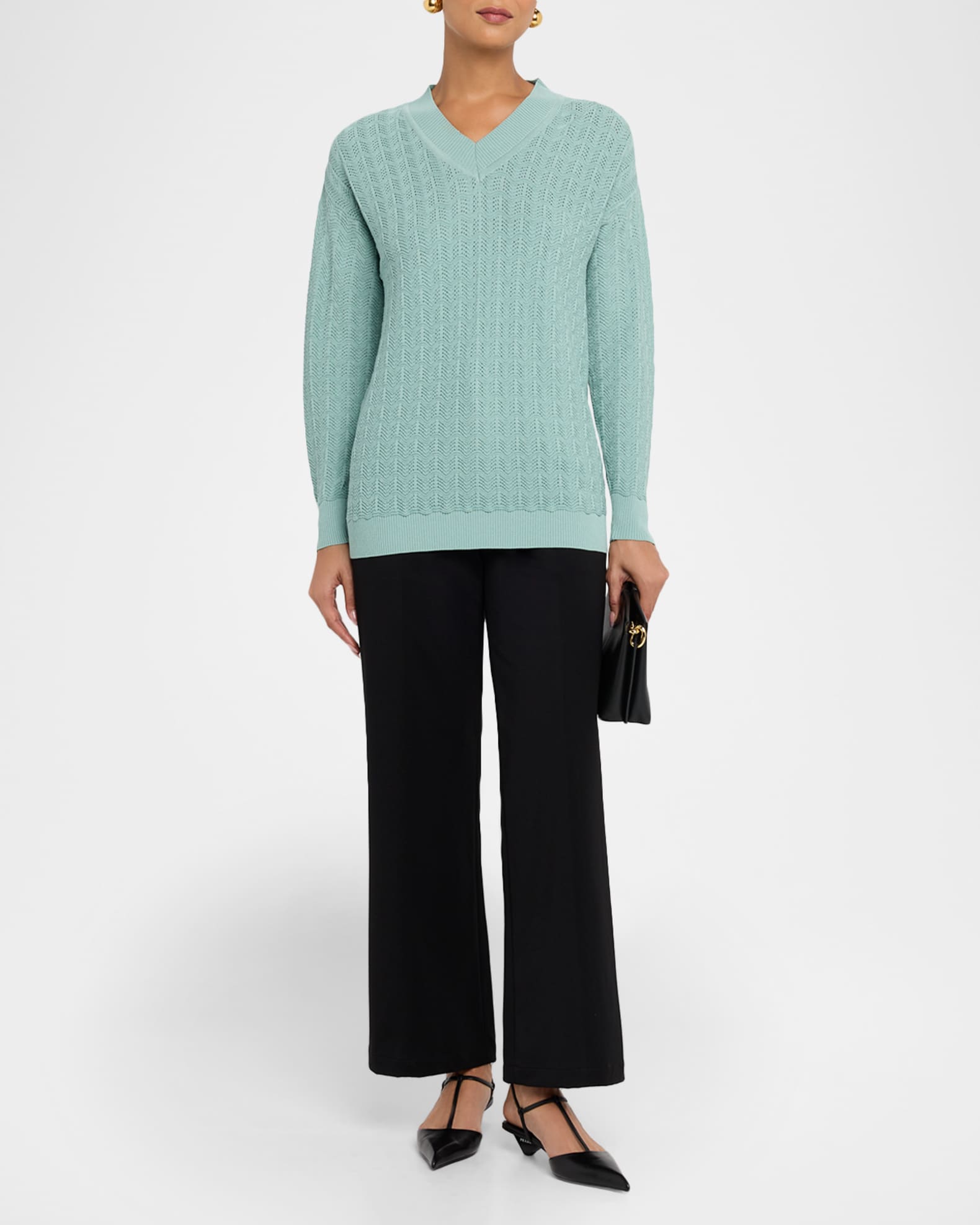 Misook Relaxed Soft Pointelle-Knit Sweater | Neiman Marcus