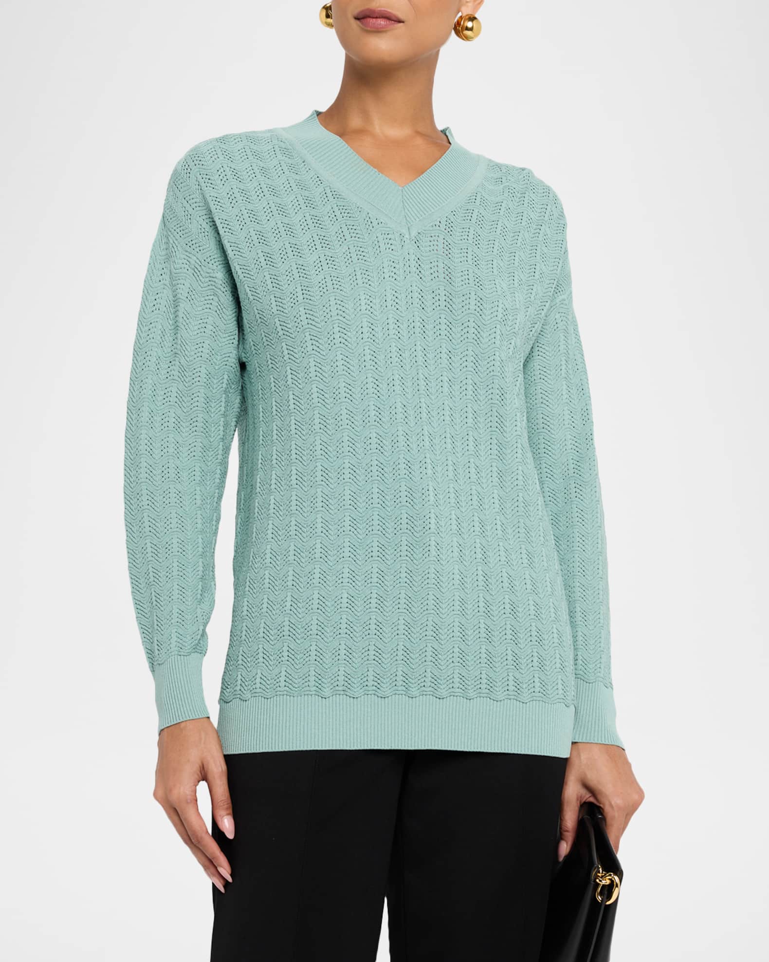 Misook Relaxed Soft Pointelle-Knit Sweater | Neiman Marcus