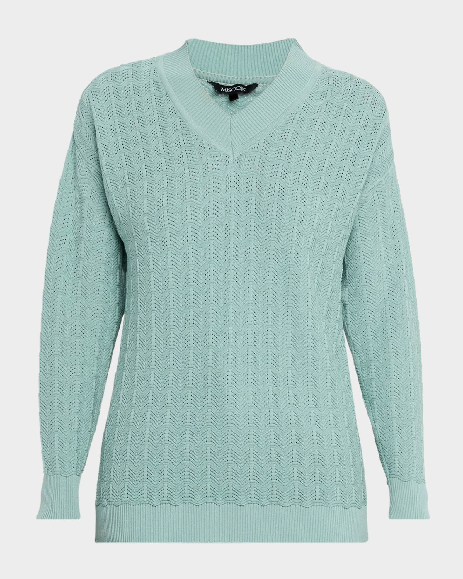 Misook Relaxed Soft Pointelle-Knit Sweater | Neiman Marcus