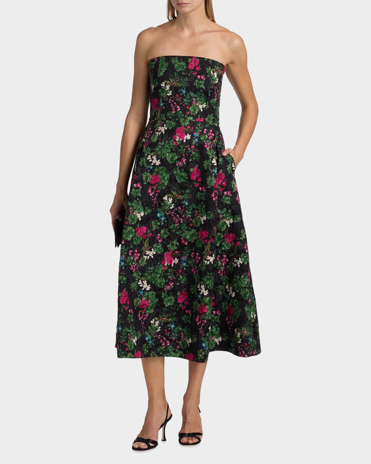 SACHIN BABI Shay Floral Cloqure Midi-Dress | Neiman Marcus