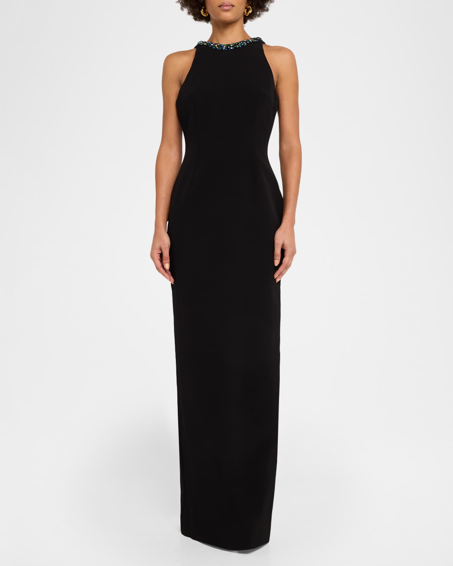 Balmain Embellished High-Neck Column Gown | Neiman Marcus