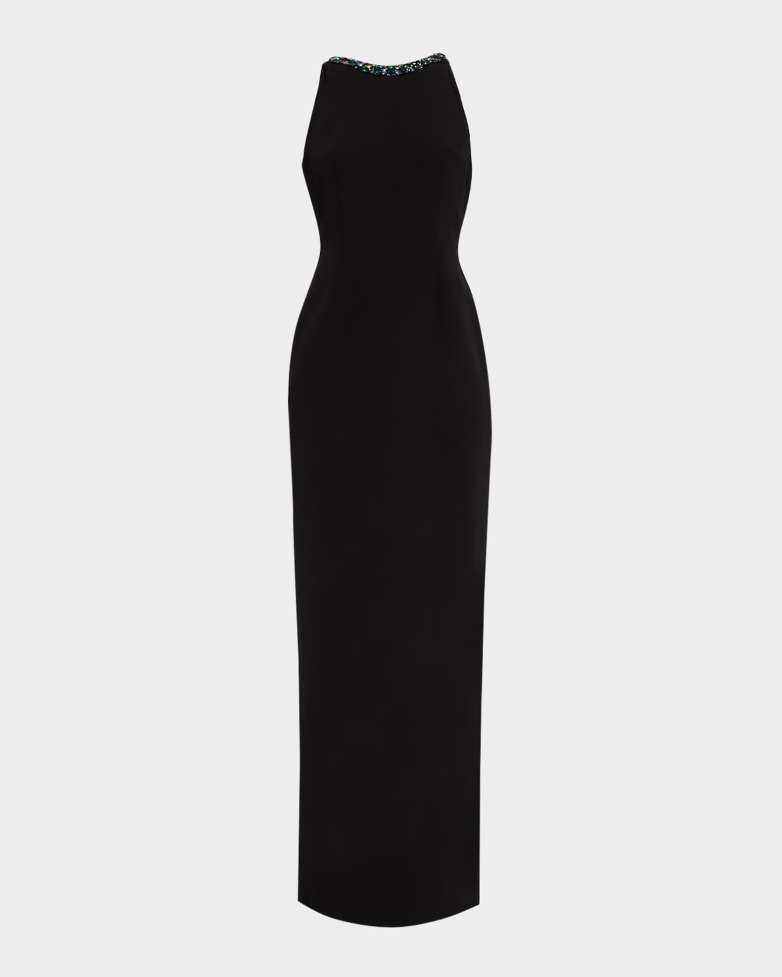 Balmain Embellished High-Neck Column Gown | Neiman Marcus