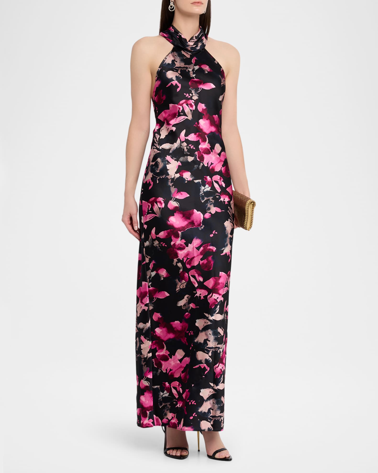 Ramy Brook Tatiana Floral-Print Halter Column Gown | Neiman Marcus