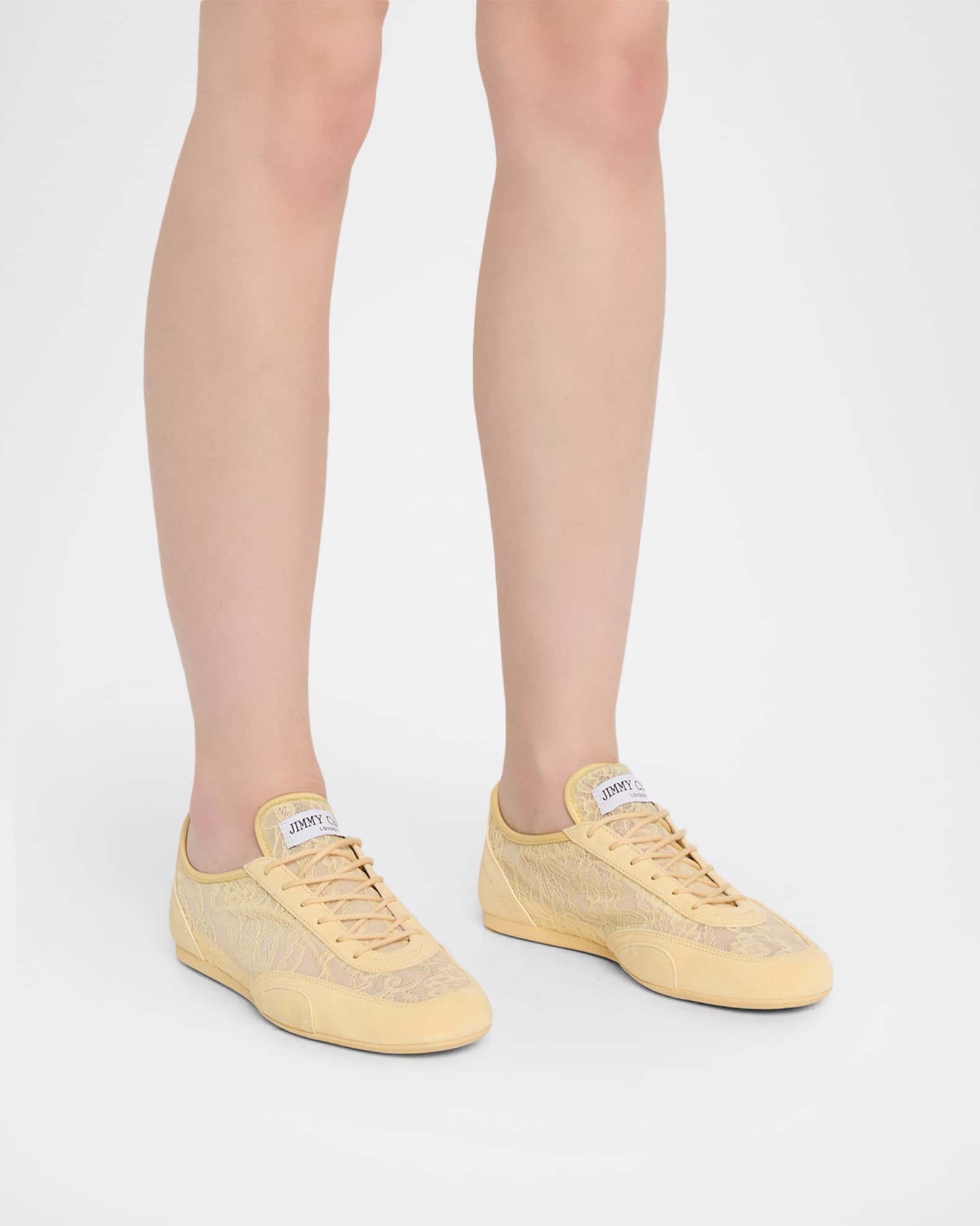 Jimmy Choo Sunny Floral Lace and Mixed Leather Trainers | Neiman Marcus