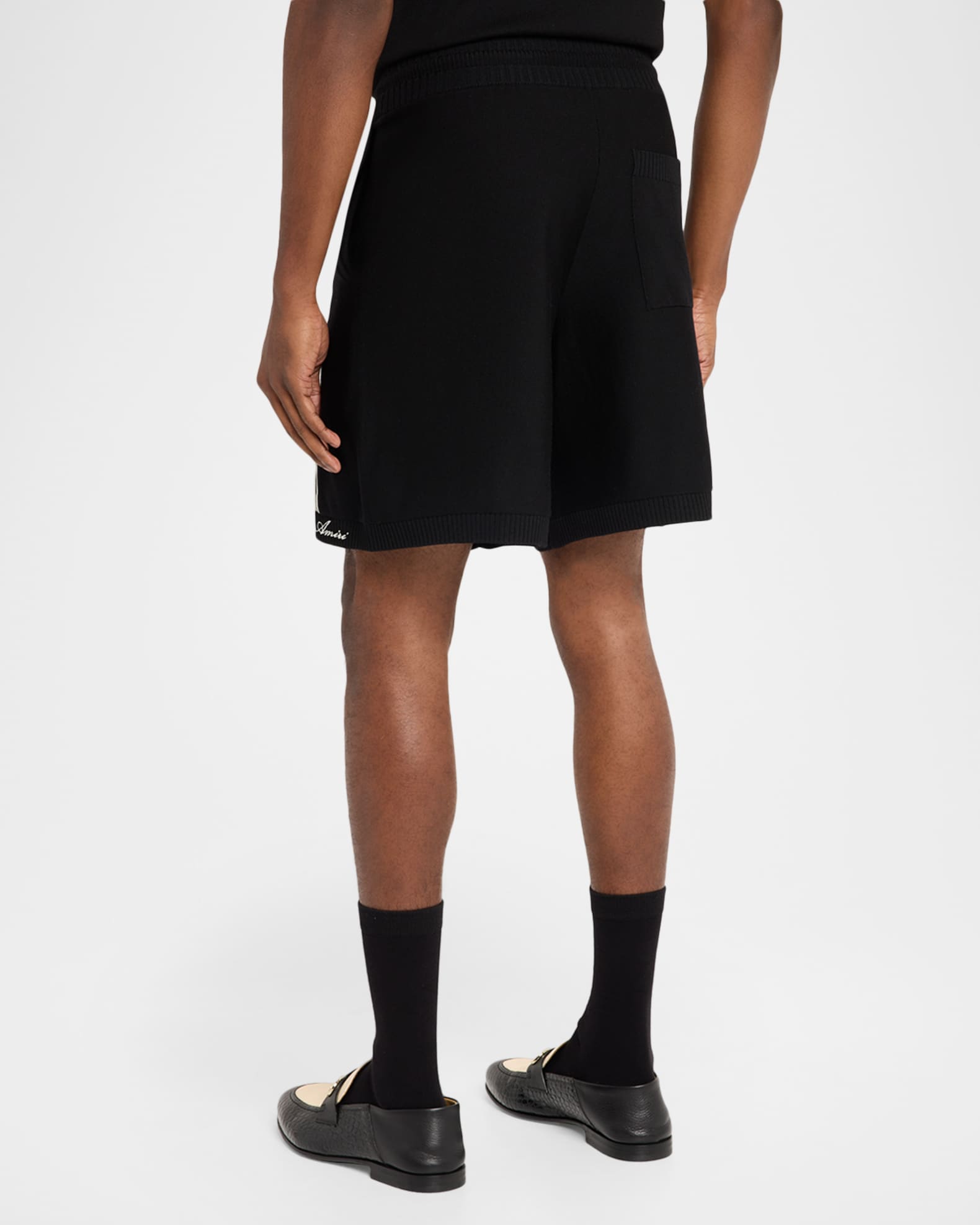 Amiri Men's Wool Knit Studded Stripe Shorts | Neiman Marcus