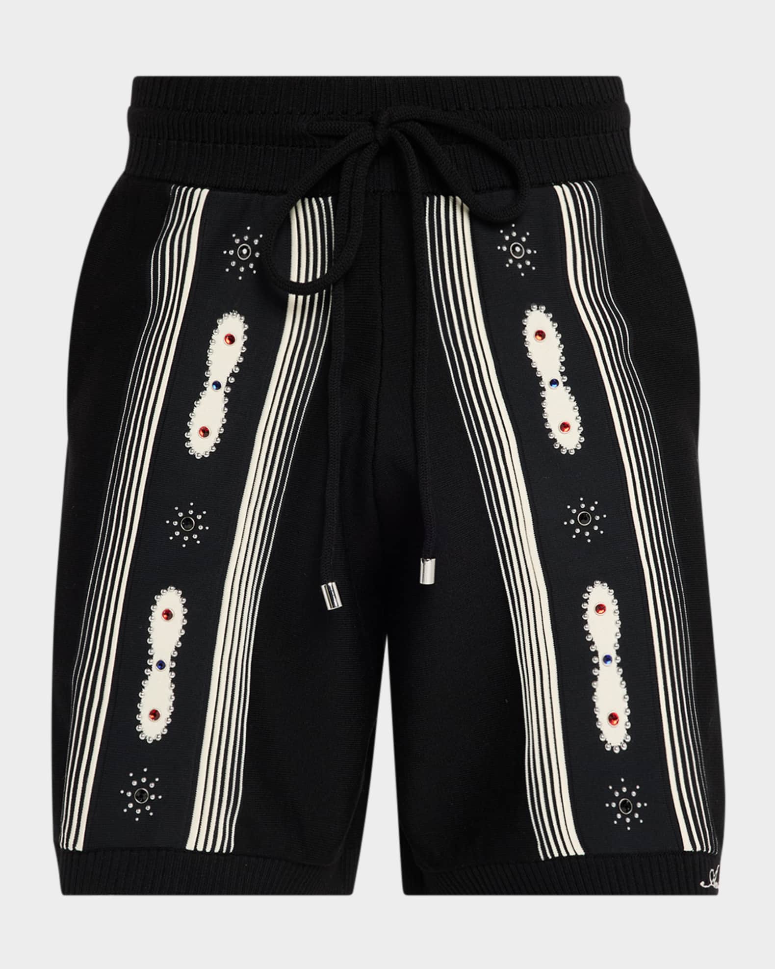 Amiri Men's Wool Knit Studded Stripe Shorts | Neiman Marcus