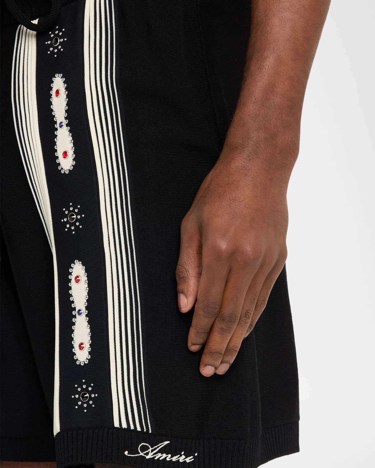 Amiri Men's Wool Knit Studded Stripe Shorts | Neiman Marcus