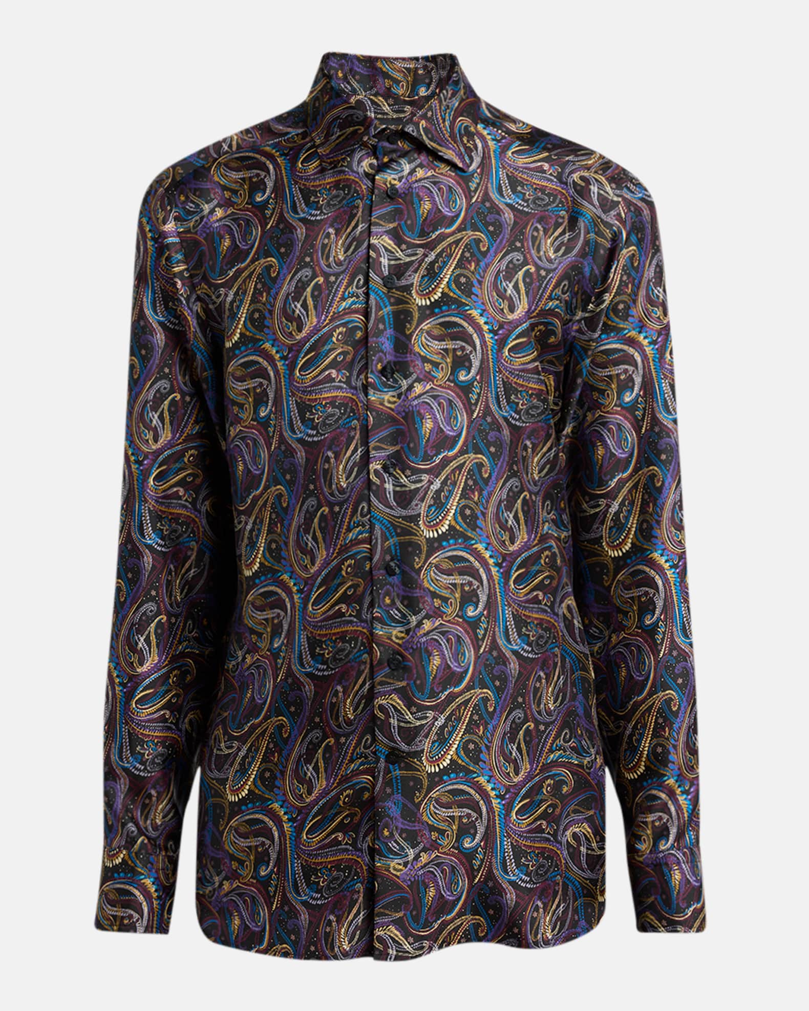 Etro Men's Multicolor Paisley Silk Sport Shirt | Neiman Marcus