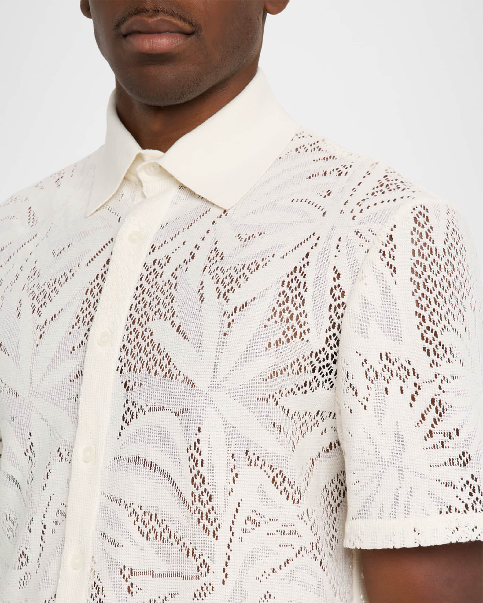 SIMKHAI Men's Conrad Lace Button-Front Shirt | Neiman Marcus