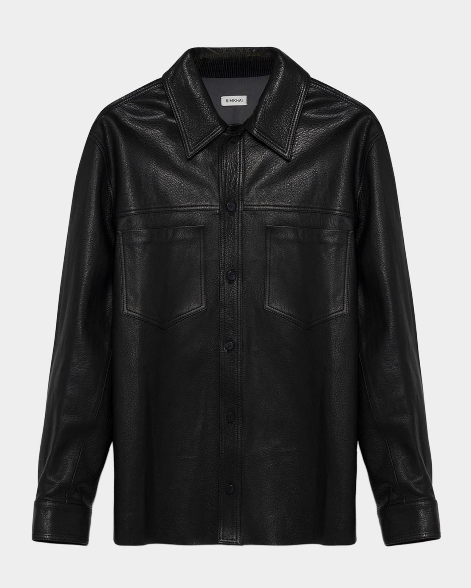 SIMKHAI Men's Gibson Leather Shirt Jacket | Neiman Marcus