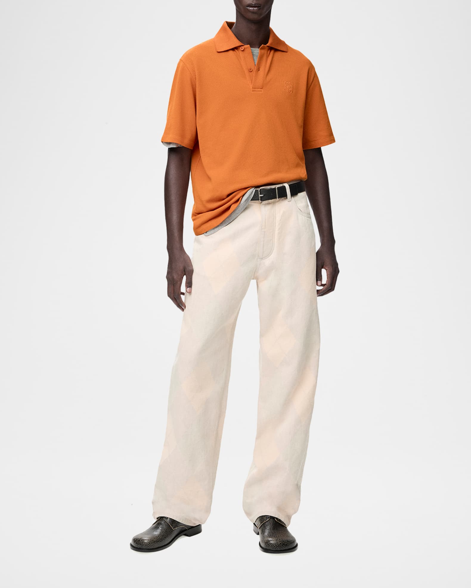 Loewe Men's Tonal Anagram Pique Polo Shirt | Neiman Marcus