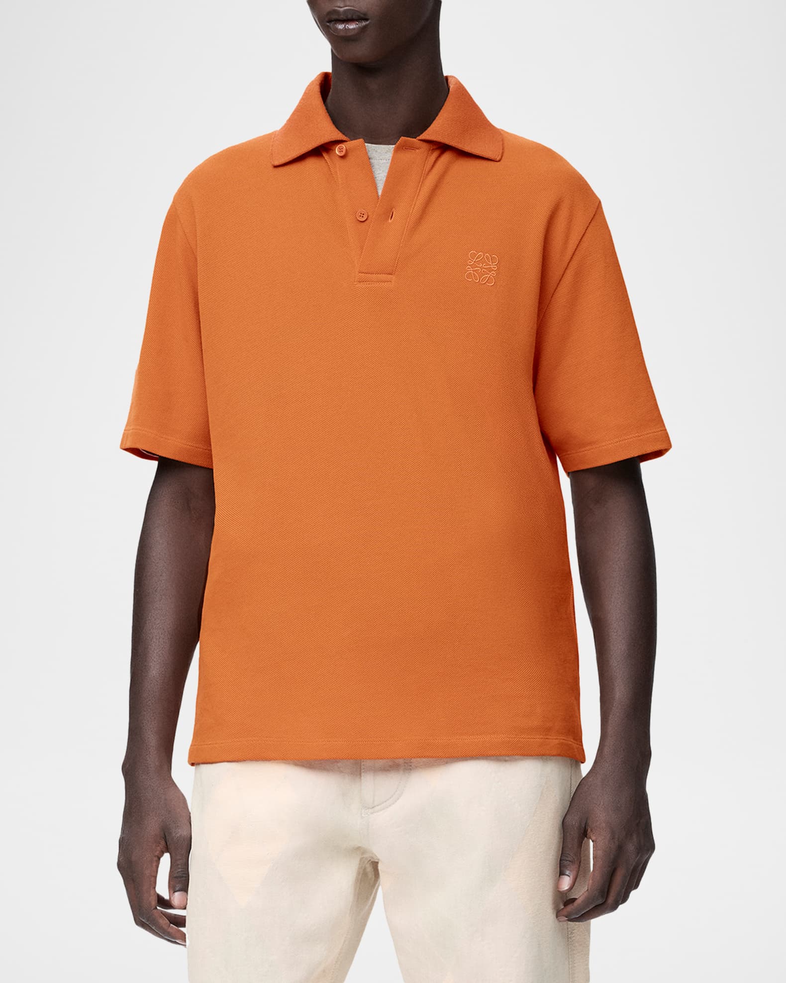 Loewe Men's Tonal Anagram Pique Polo Shirt | Neiman Marcus