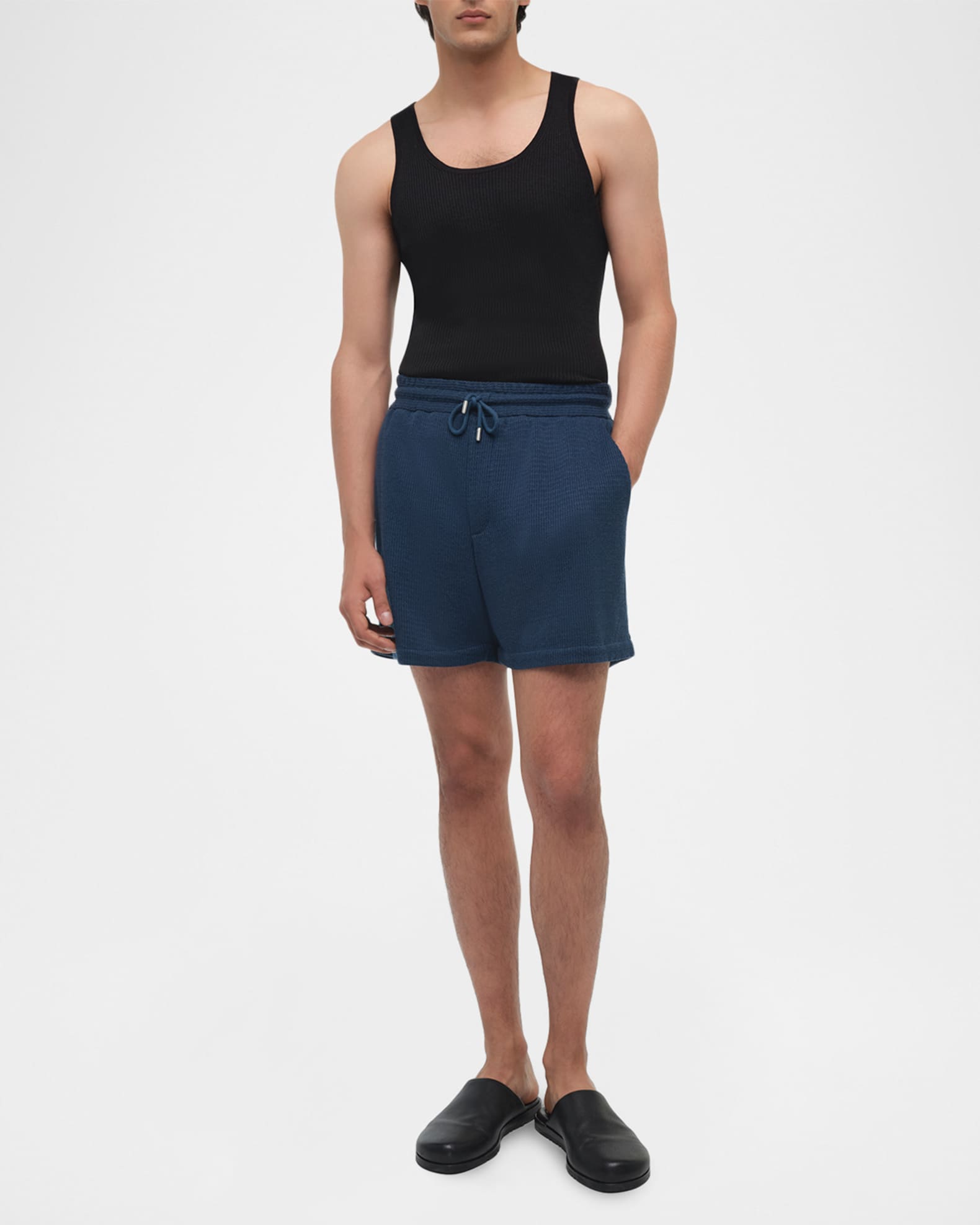 SIMKHAI Men's Conroy Waffle-Weave Drawstring Shorts | Neiman Marcus