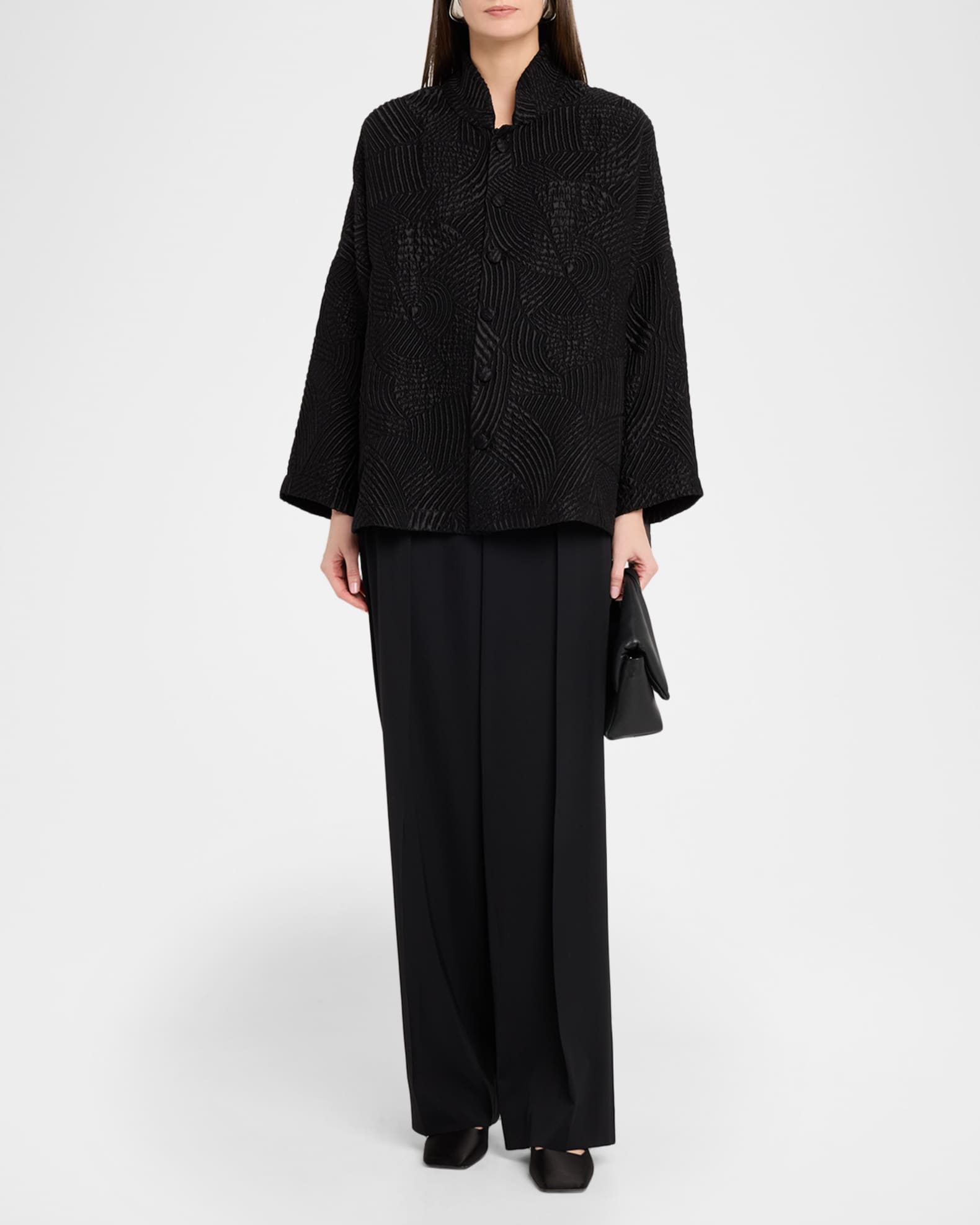 Eskandar Silk Wool Mix Chinese Imperial Jacket With Chinese Collar ...