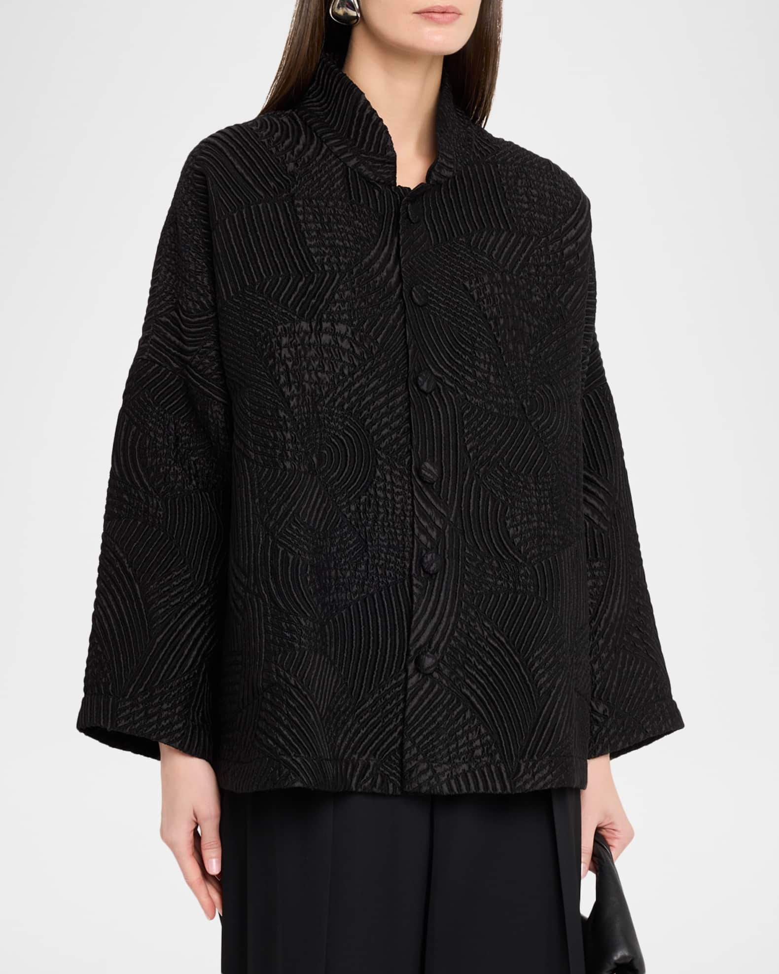 Eskandar Silk Wool Mix Chinese Imperial Jacket With Chinese Collar ...