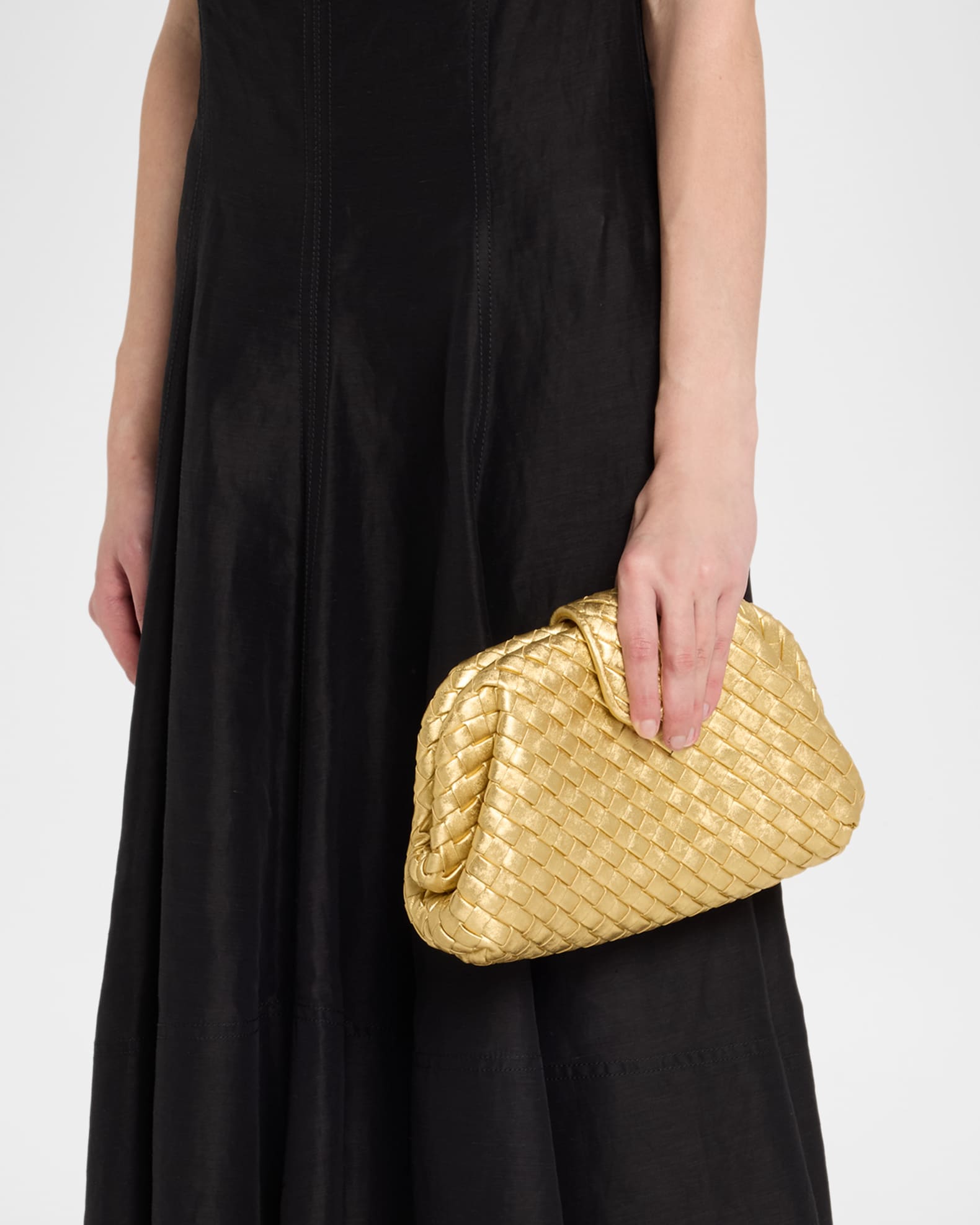 Bottega Veneta Lauren 1980 Small Laminated Leather Clutch Bag | Neiman Marcus