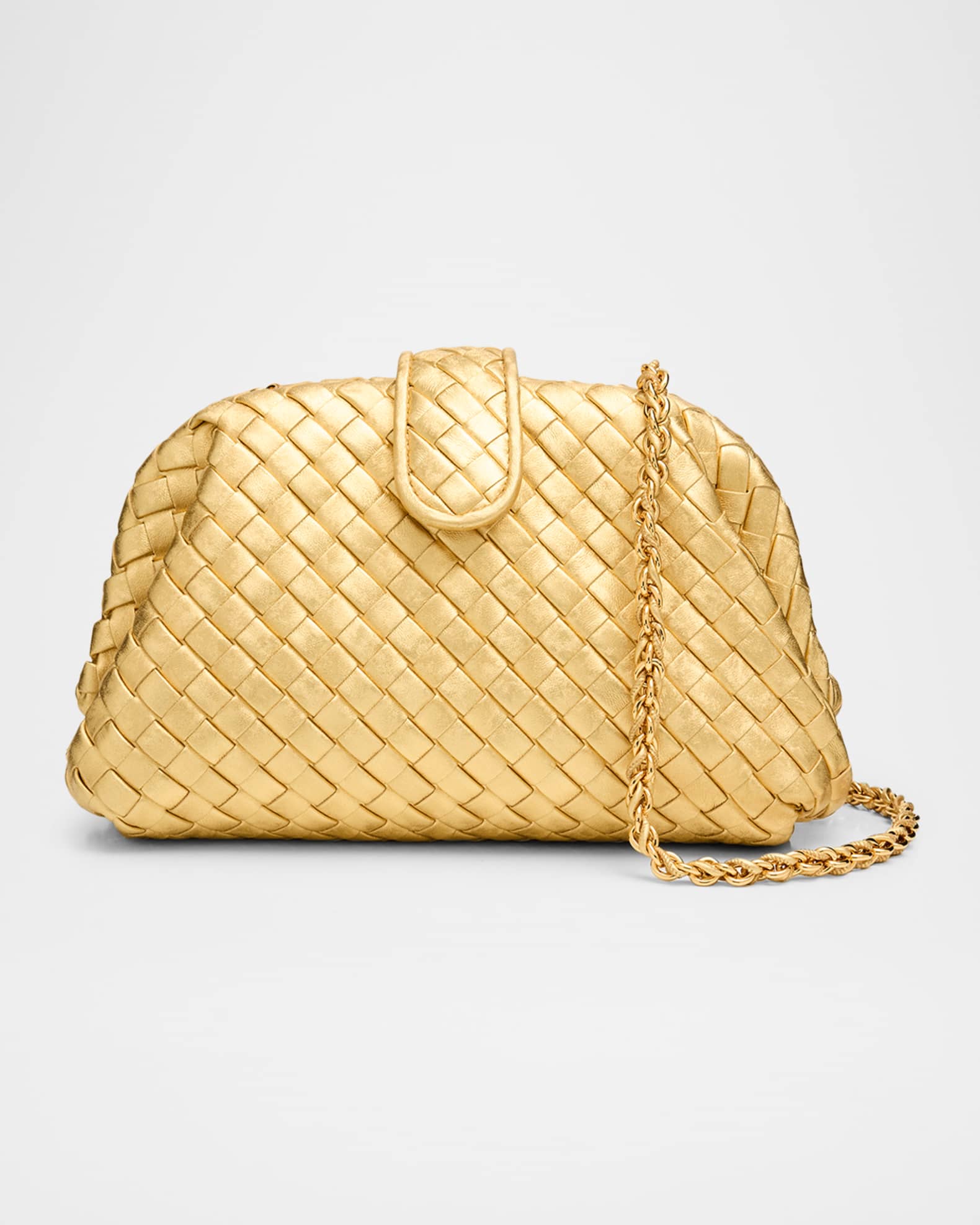 Bottega Veneta Lauren 1980 Small Laminated Leather Clutch Bag | Neiman Marcus